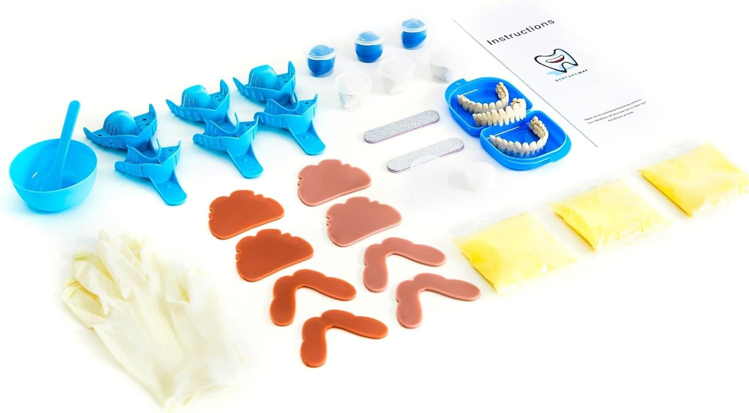 DENTUREWAY DIY Denture Kit with Impression(3 Sets of False Teeth),Do-It ...