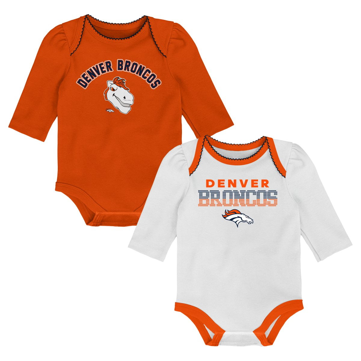 DENVER BRONCOS Infant Tm1&2 Color Cotton Long Sleeve Onesie 2PK Girl ...