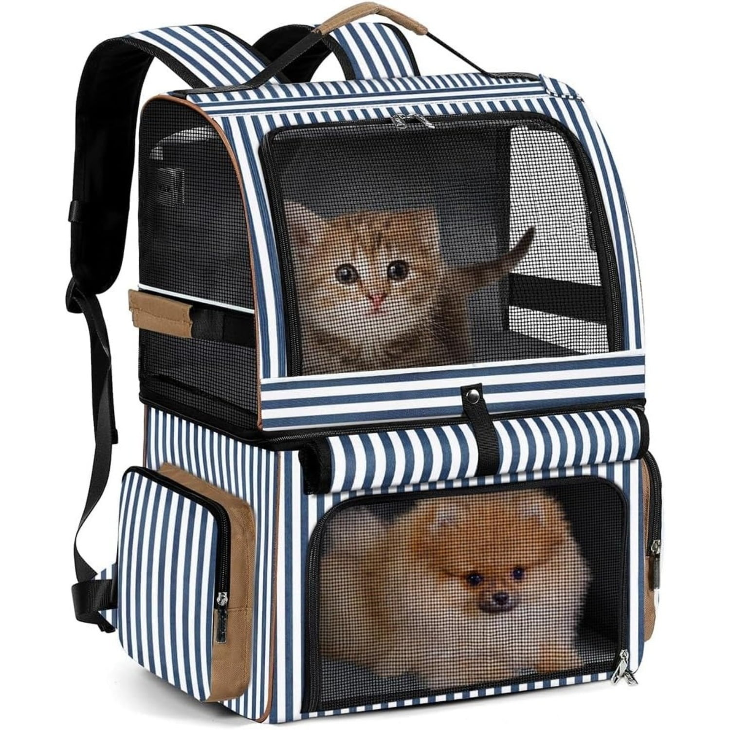 DENZUS Cat Backpack Carrier for 2 cats, Double-Compartment Pet Carrier ...