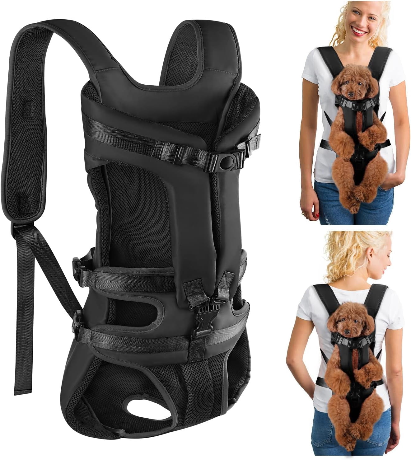 DENZUS Dog Backpack Carrier, Legs Out Easy-fit Dog Front Carrier for ...