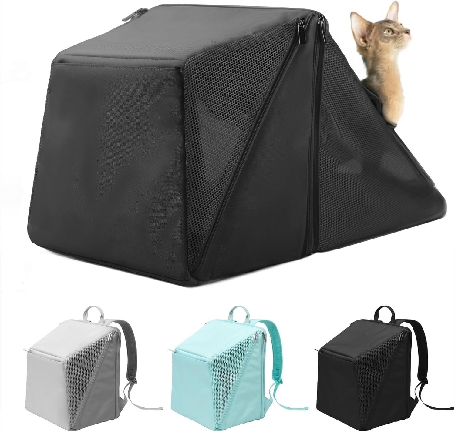 DENZUS Expandable Cat Backpack Carrier Pet Soft-Sided Mesh Backpack ...