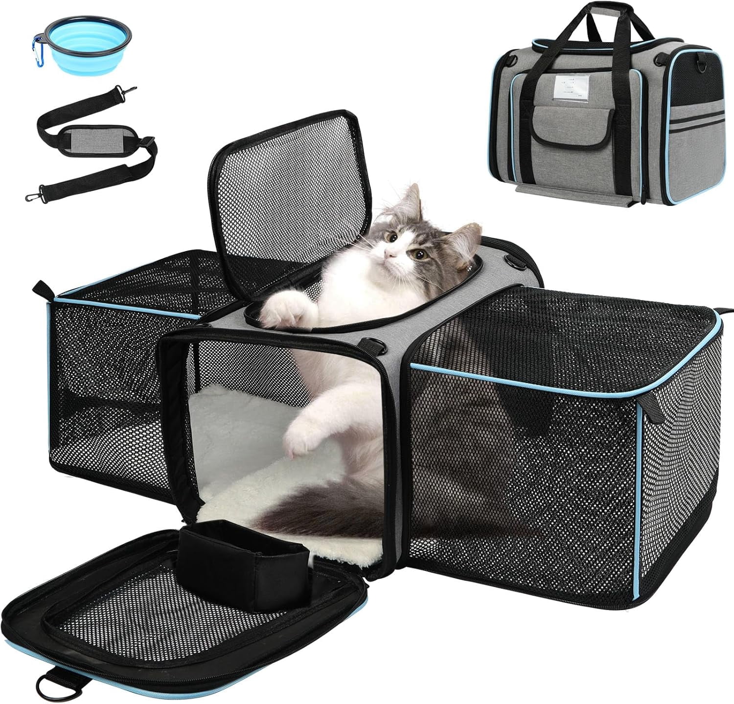 DENZUS Pet Dog Cat Carrier Soft, Airline Approved Dog Carriers for ...