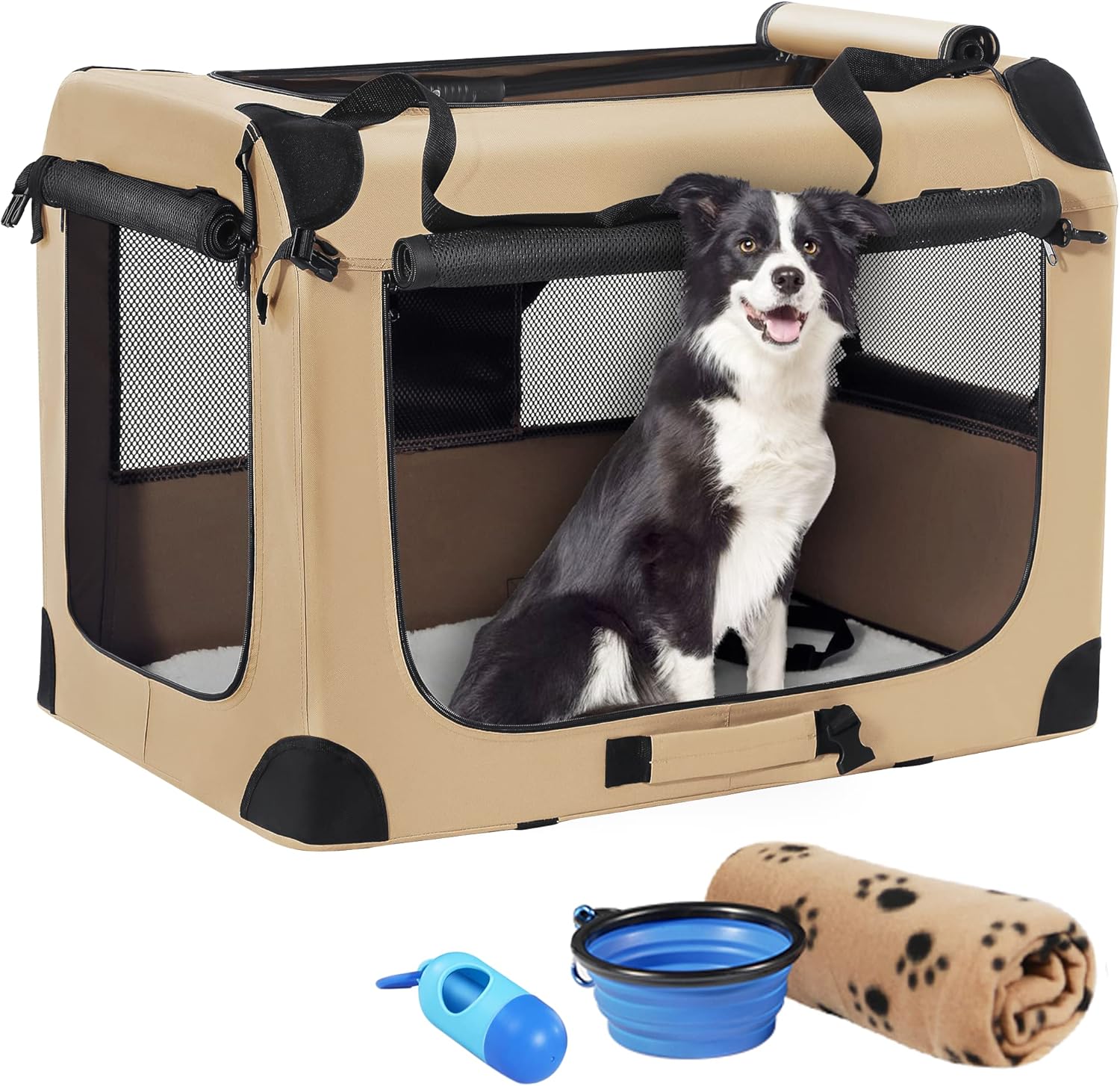 DENZUS Portable Collapsible Dog Crate, Travel Dog Crate 24x17x17 with ...
