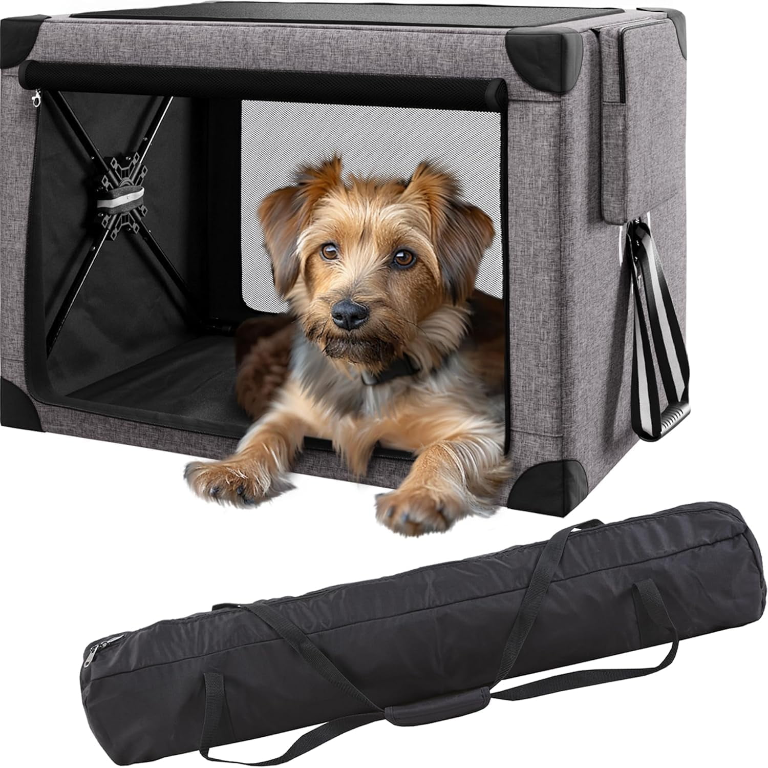 DENZUS Travel Dog Crate - 37 Inch Collapsible Portable Foldable Crates ...