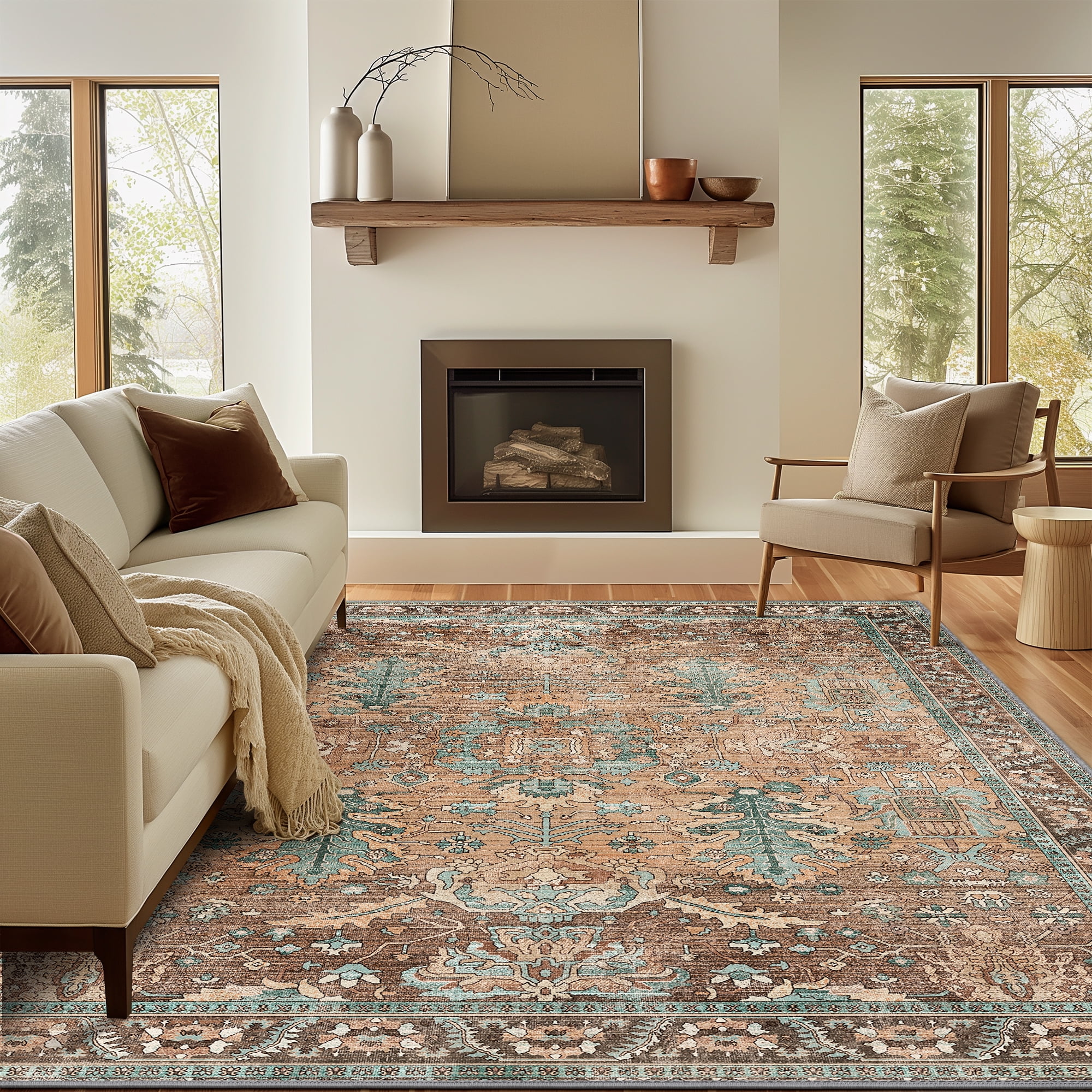 DEORAB 3X5 Area Rugs for Living Room, Machine Washable Bedroom Rugs ...