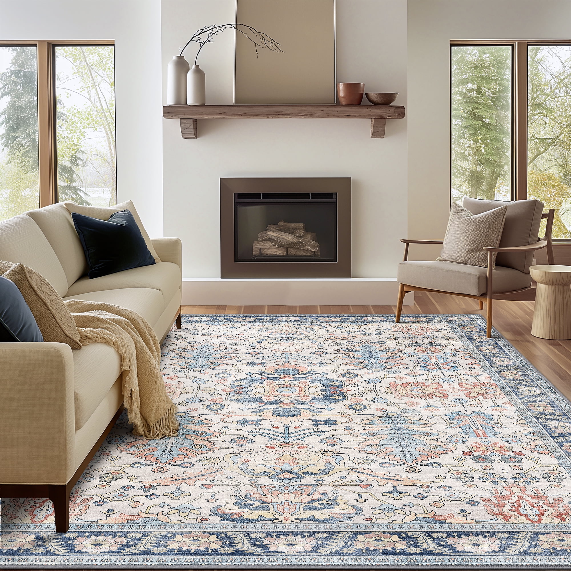 DEORAB 3X5 Area Rugs for Living Room, Machine Washable Bedroom Rugs ...