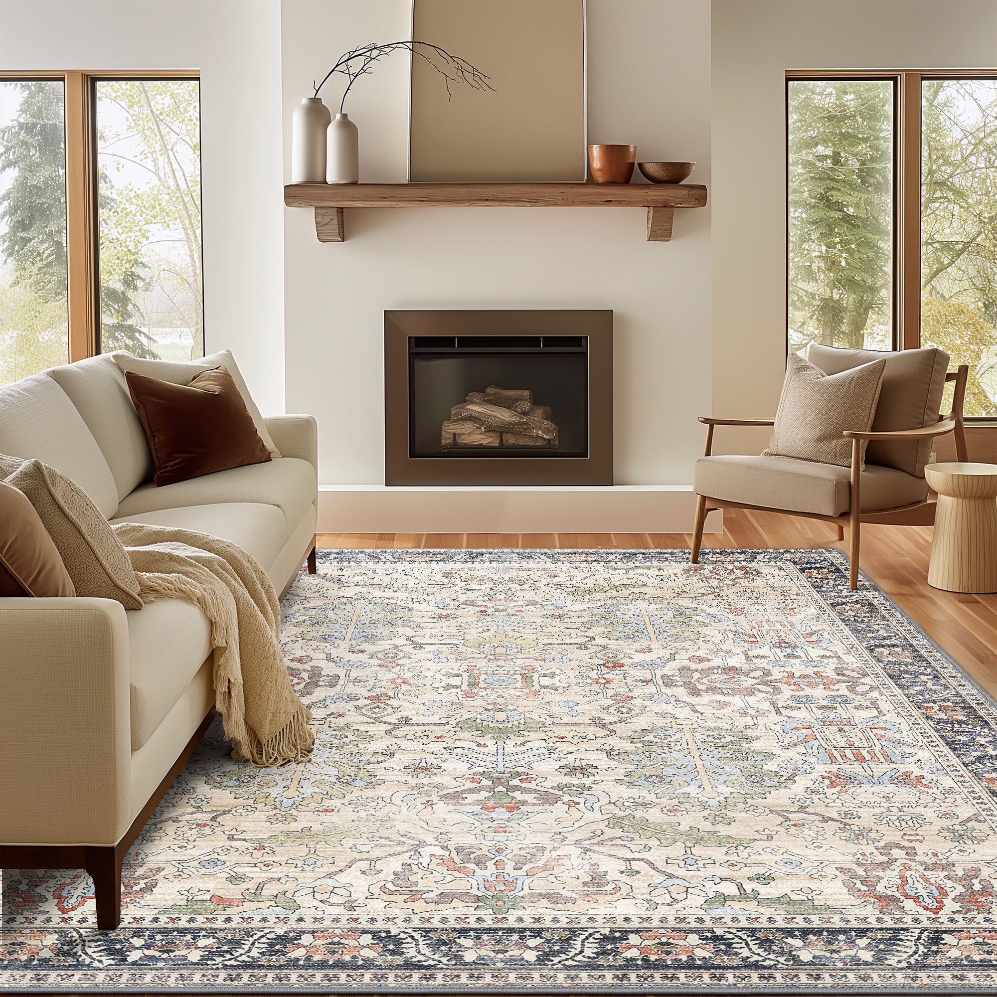 DEORAB 3X5 Area Rugs for Living Room, Machine Washable Bedroom Rugs ...