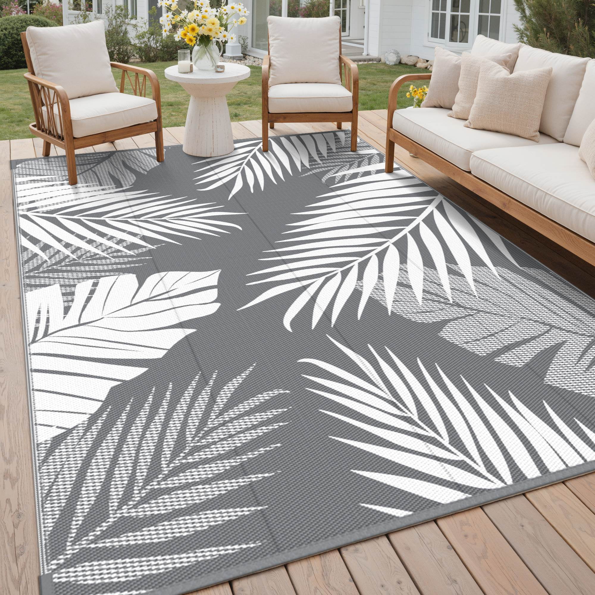 DEORAB 4'x6' Outdoor Rugs Waterproof Patio Lightweight Reversible ...