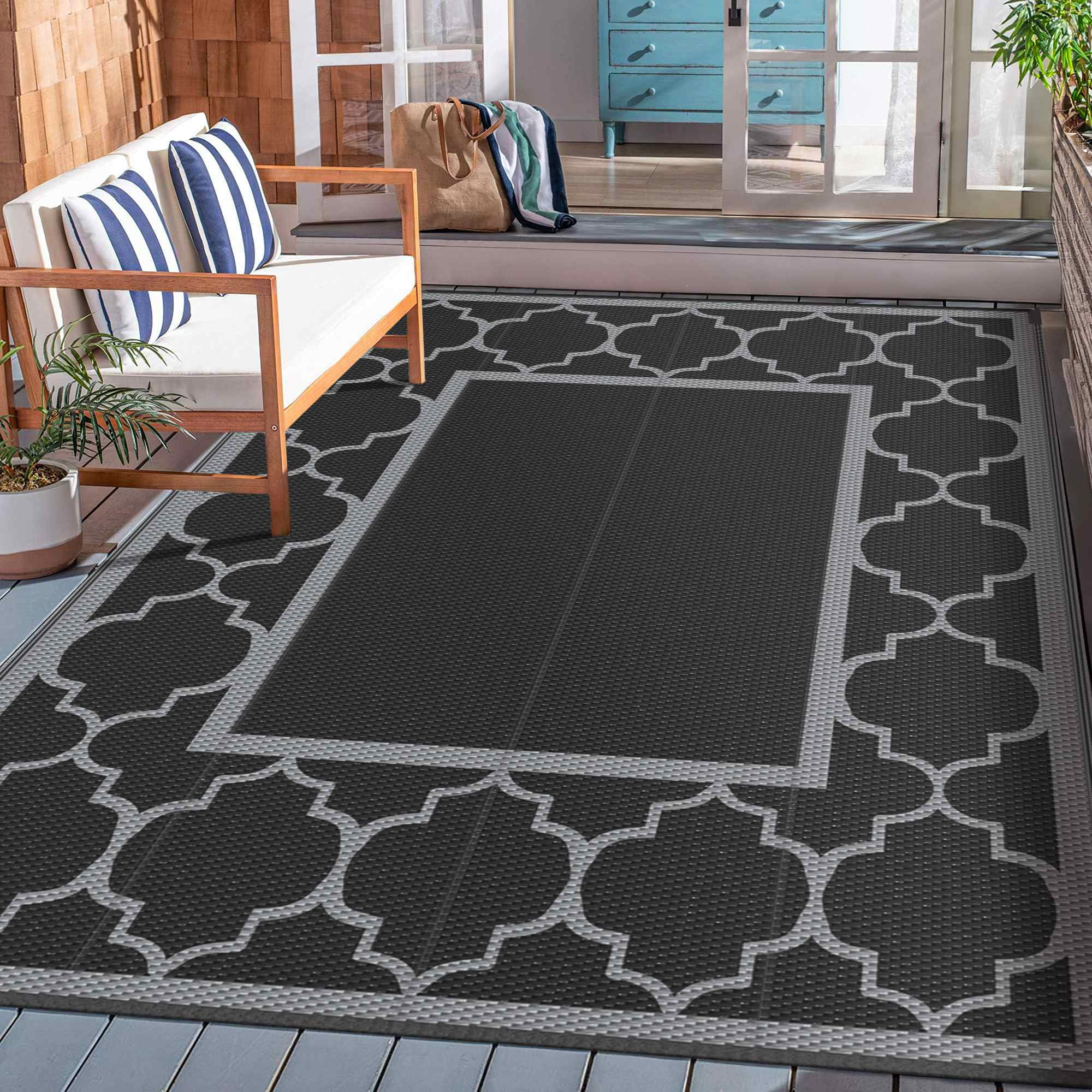 DEORAB 5'X8' Outdoor Rug Clearance Plastic Deck Porch Camper Balcony ...