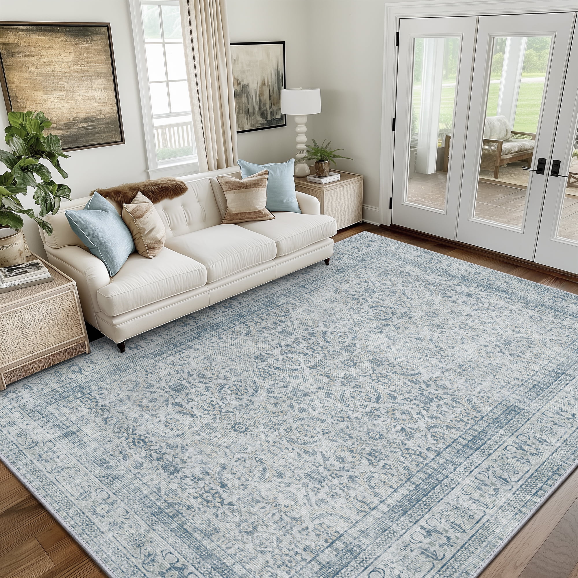 DEORAB 5X7 Ultra-thin Area Rugs for Living Room, Machine Washable ...