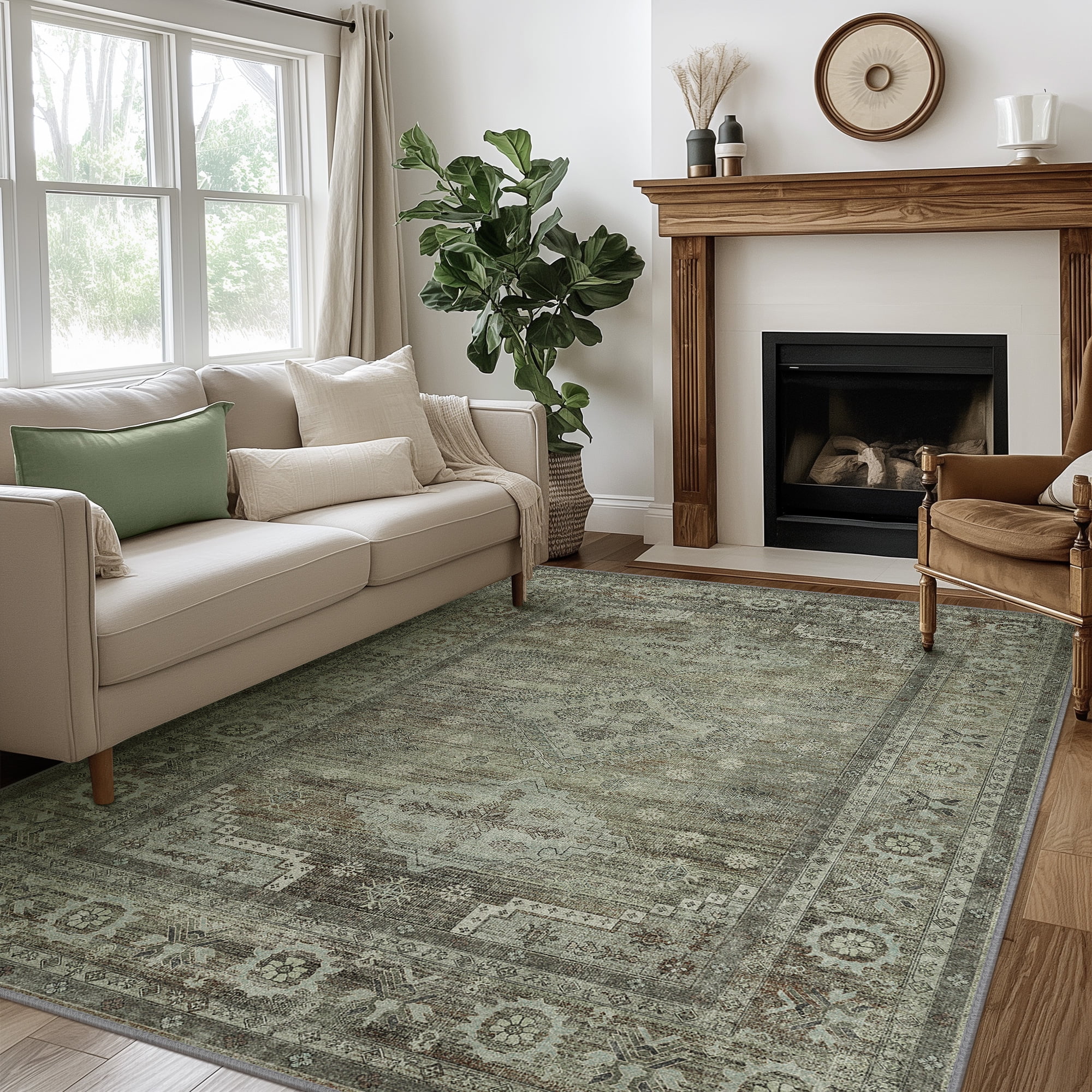 DEORAB 5x7 Ultra-thin Area Rugs for Living Room Bedroom, Machine ...