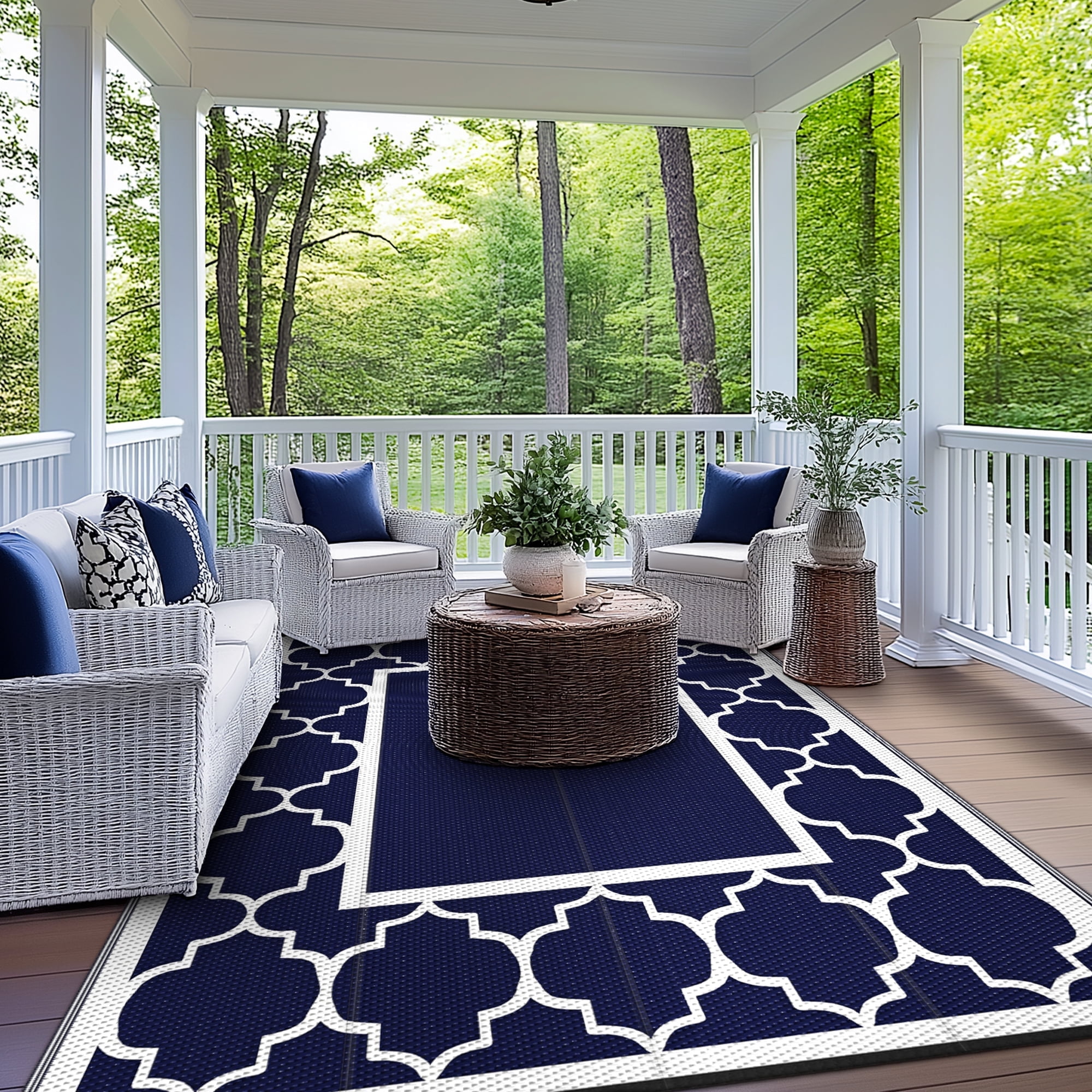 DEORAB Outdoor Rugs Waterproof Plastic Straw Mat 6'x9' Reversible for ...