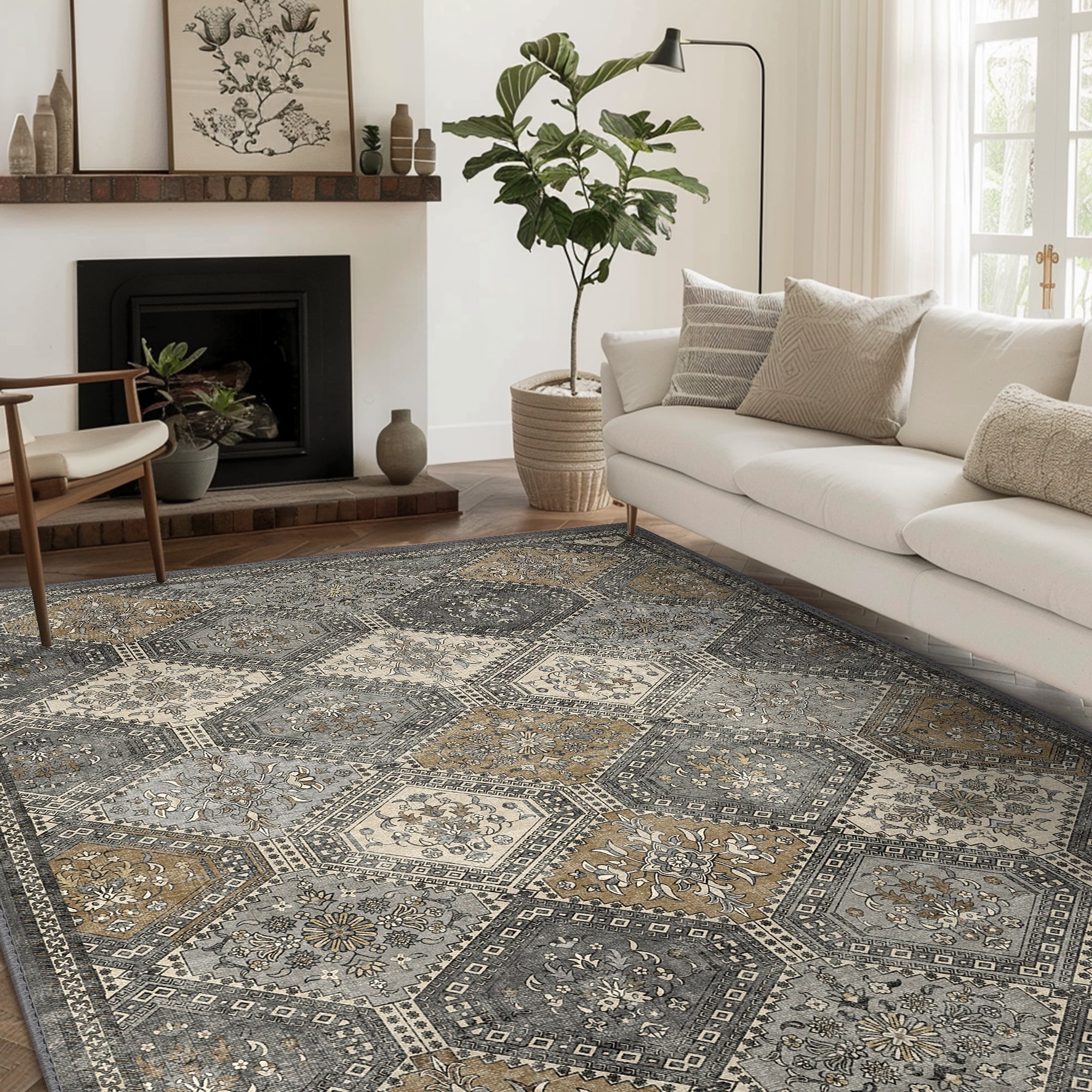 DEORAB 8x10 Ultra-thin Area Rugs for Living Room Bedroom, Machine ...