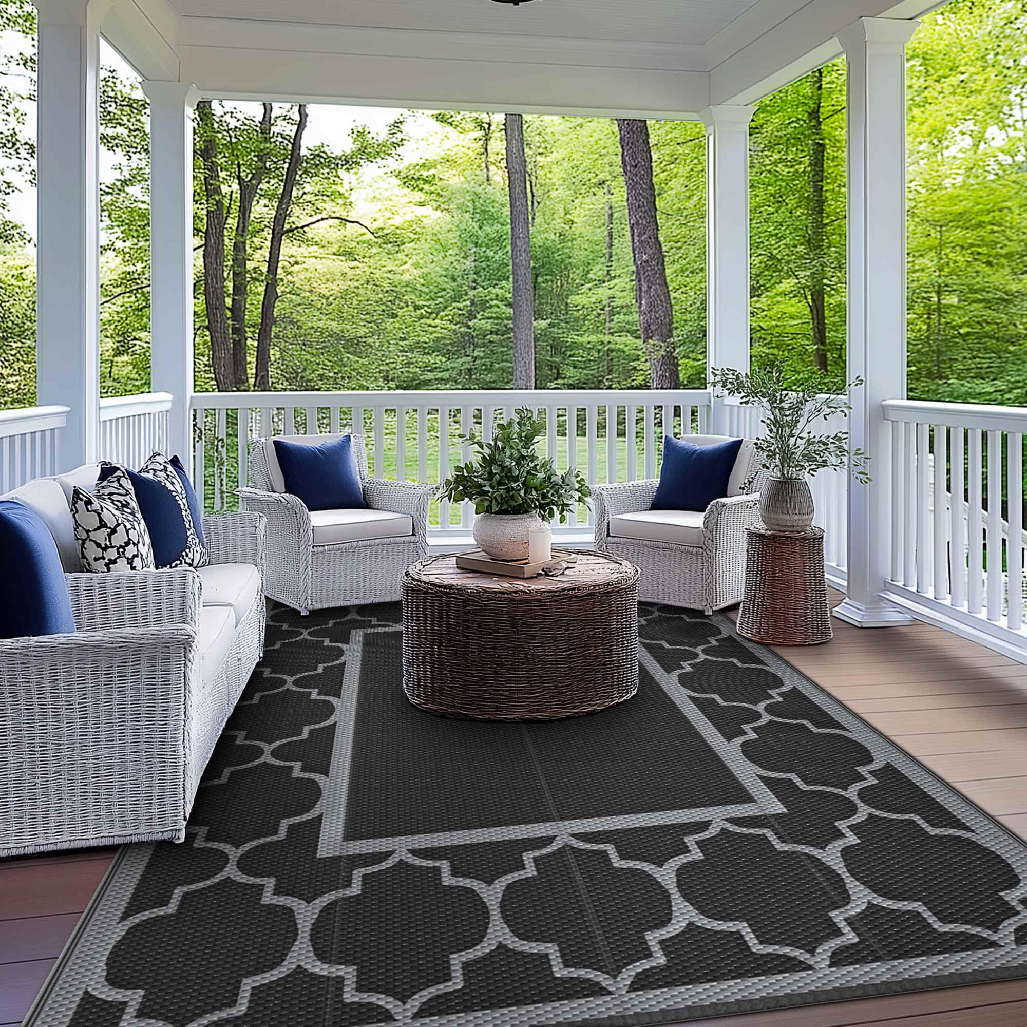 Free Shipping! DEORAB 9'x18' Outdoor Rug for Patio Clearance,Reversible ...