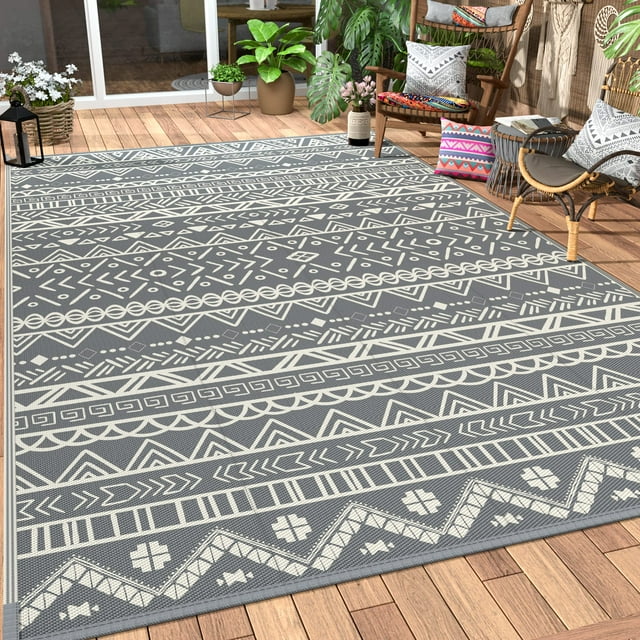 DEORAB Boho Outdoor Rug, Outside Waterproof Patio Plastic Clearance ...