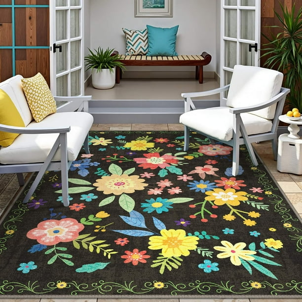 DEORAB Chenille Outdoor Rug 3-Layers Patio Clearance Waterproof Mat ...