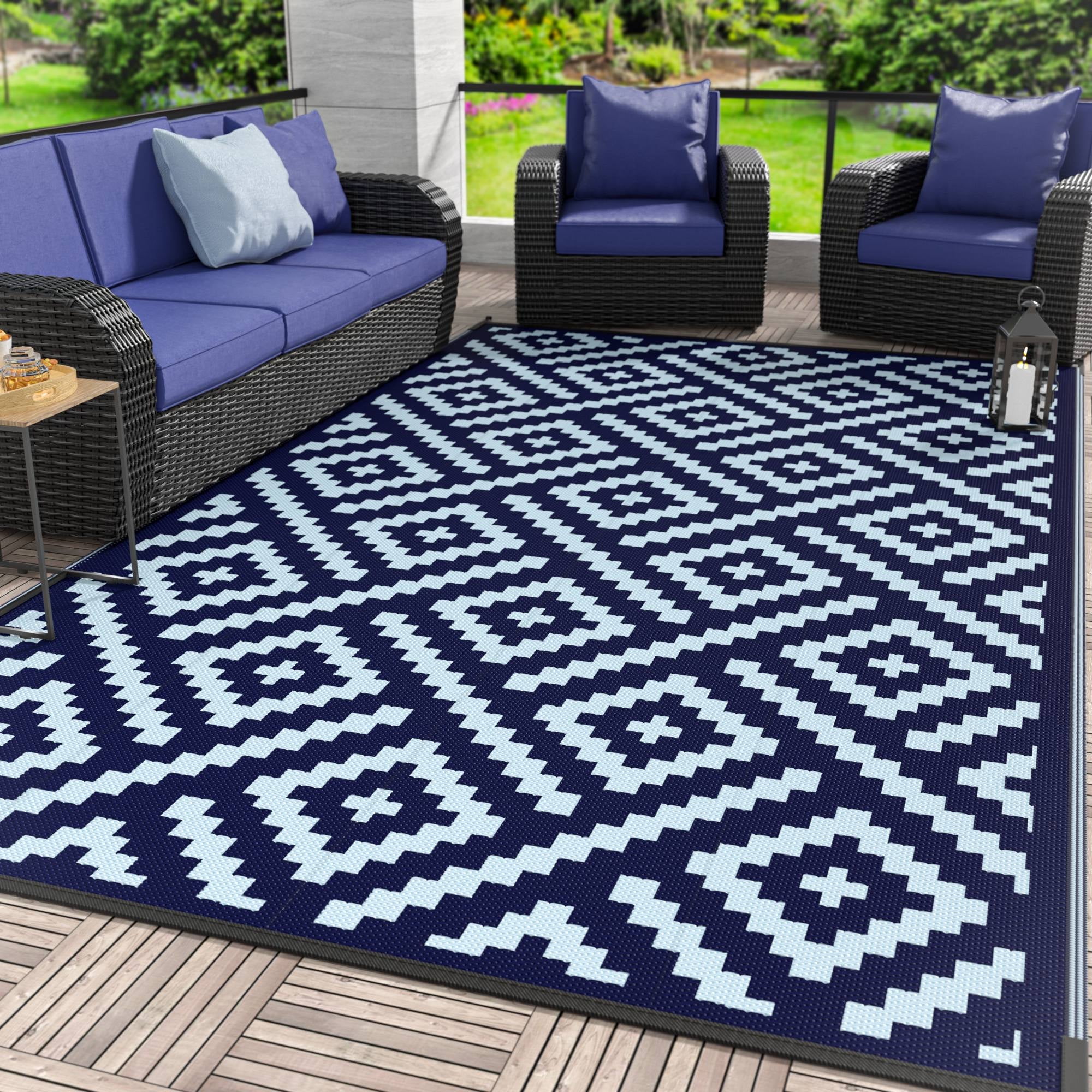 DEORAB Outdoor Rug Patio Clearance,9'x12' Waterproof Mat,Reversible ...