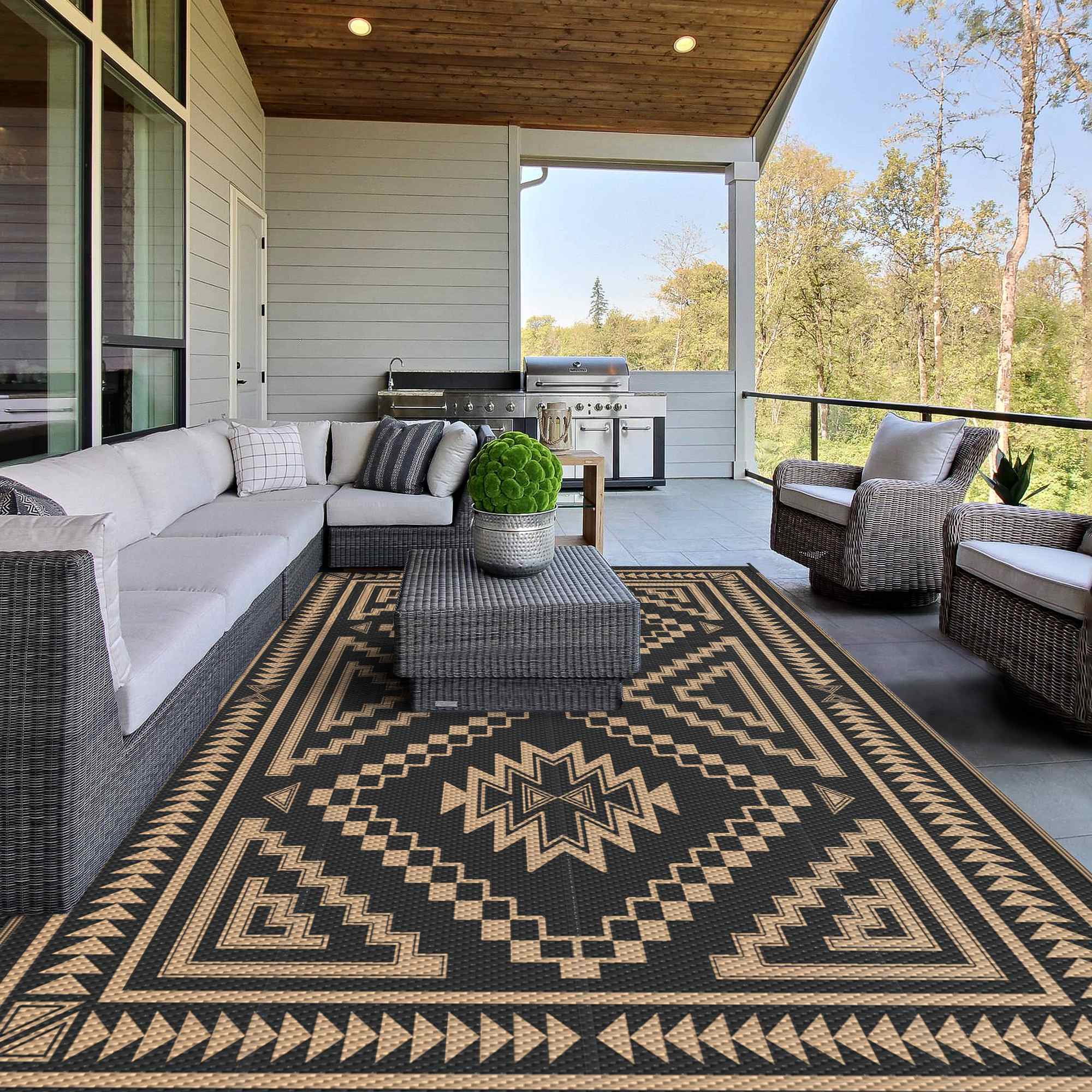 DEORAB Large Waterproof Outdoor Rug for Patio Clearance, 5'x8 ...