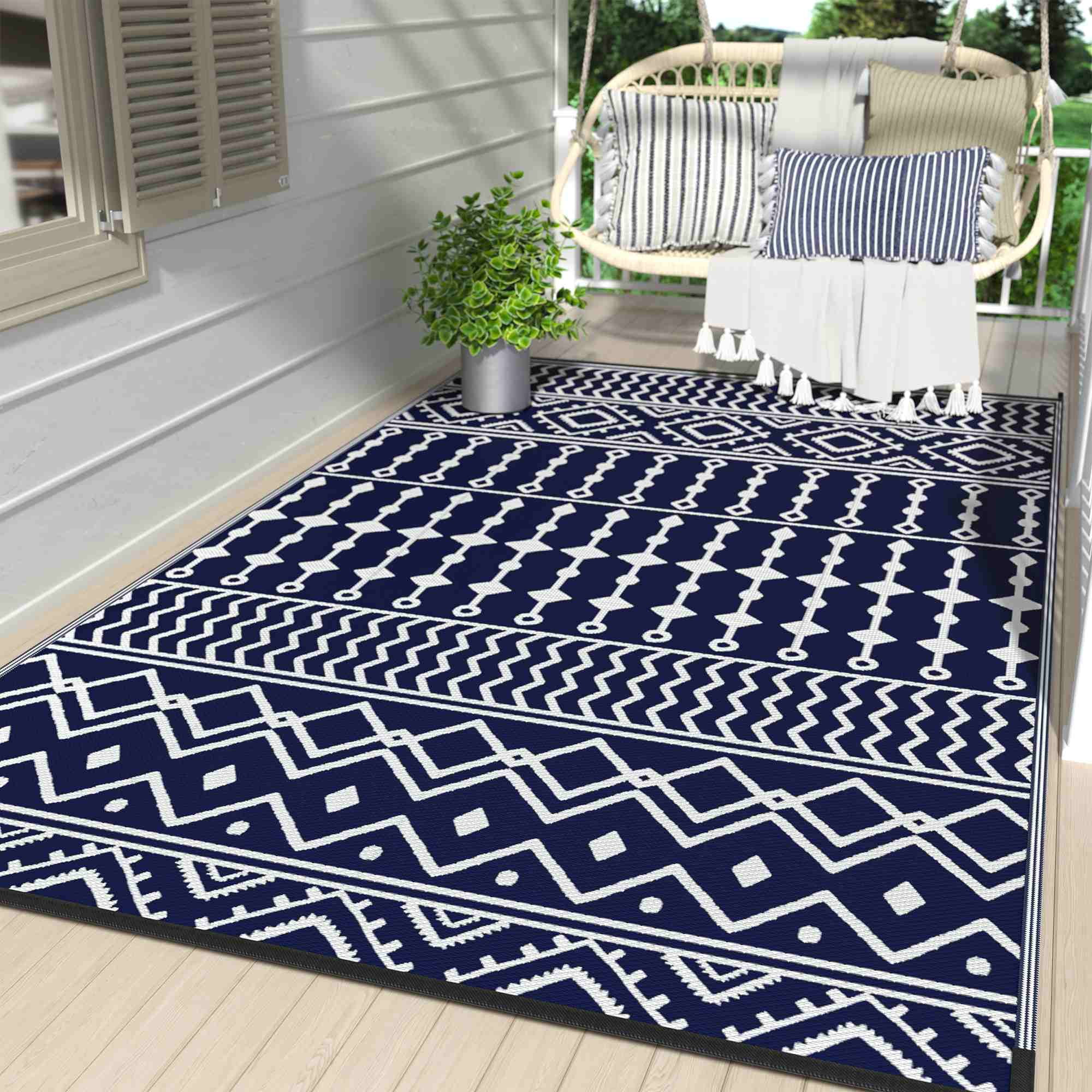 DEORAB Outdoor Rug for Patio Clearance,6'x9' Waterproof Mat,Reversible ...