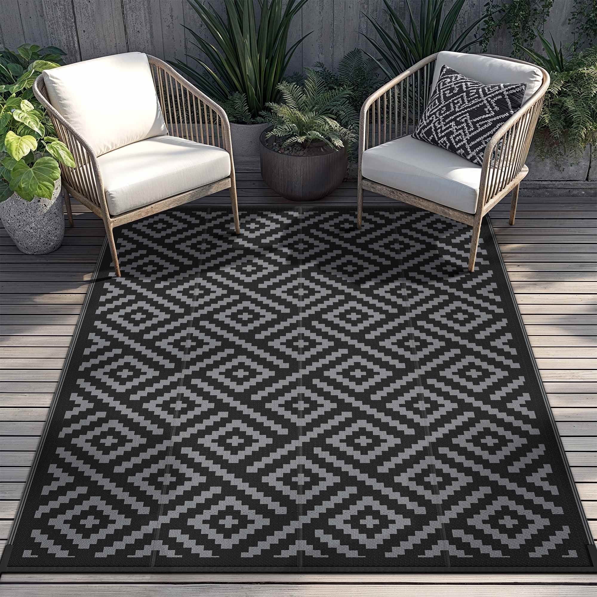 DEORAB Outdoor Rugs Waterproof Plastic Straw Mat 6'x9' Reversible for ...