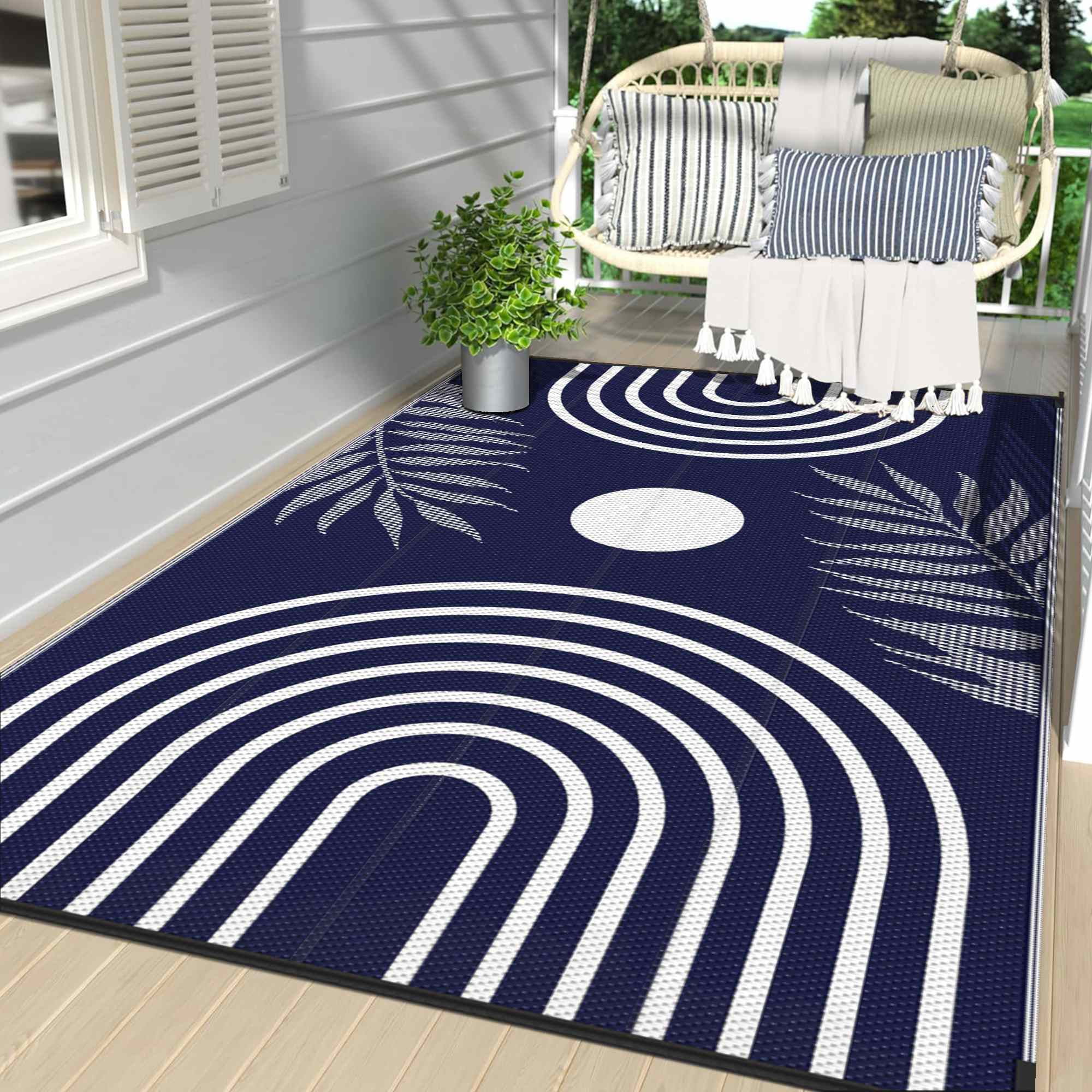 DEORAB Outdoor Rugs for Patio Clearance, Waterproof Outside Plastic Mat ...