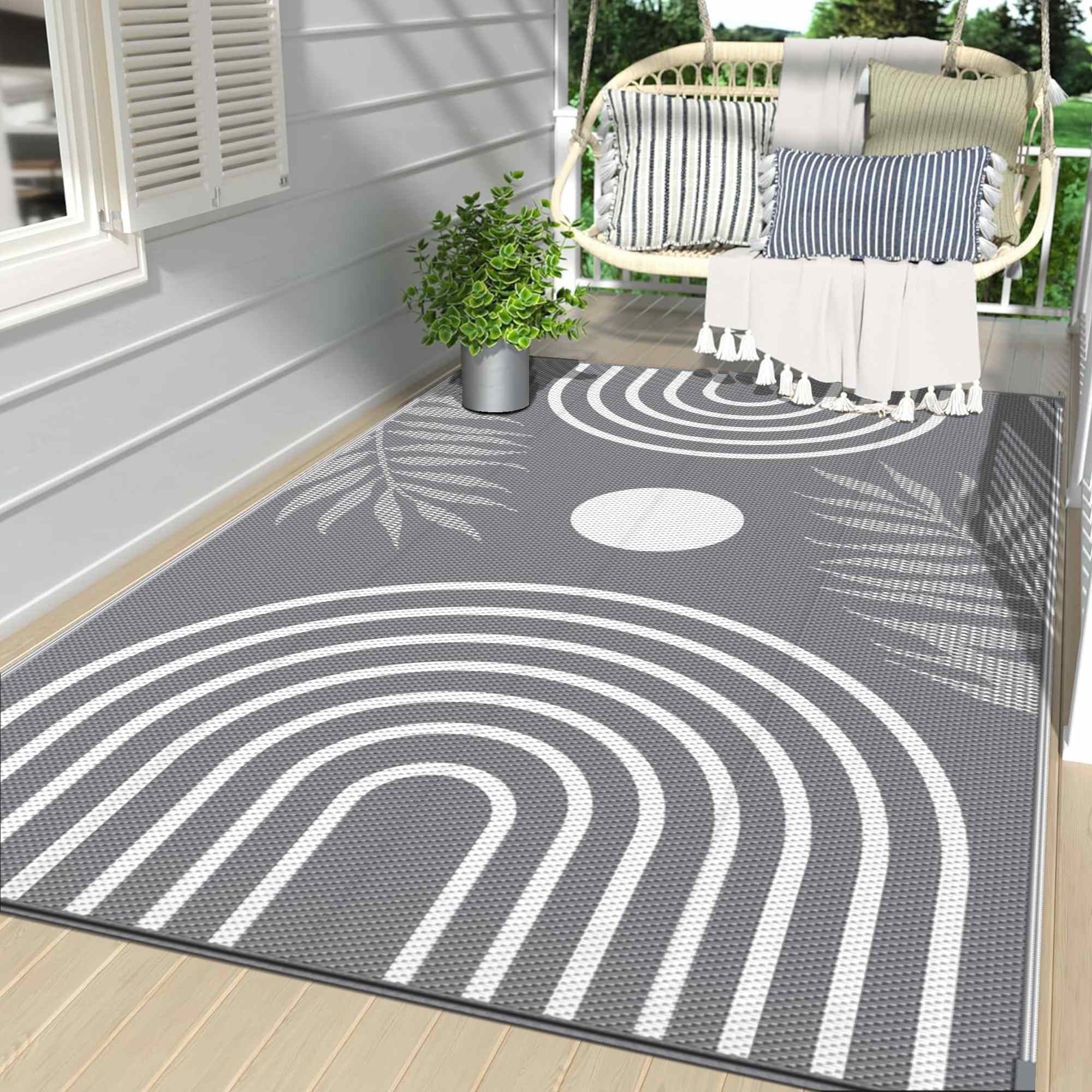 DEORAB Outdoor Rugs for Patio Clearance, Waterproof Outside Plastic Mat ...