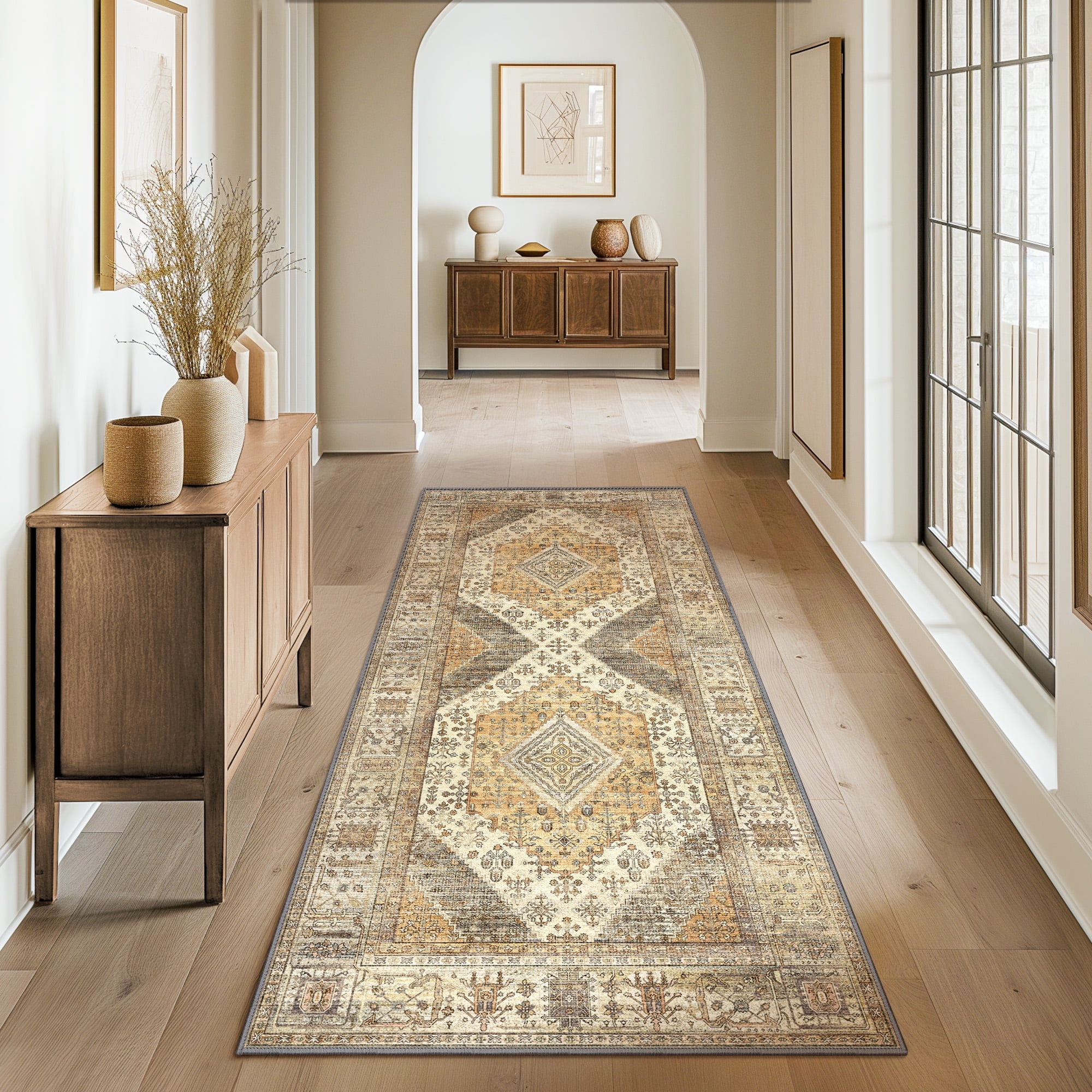 DEORAB Runner Rug 2X5 Non Slip Hallway Vintage Rugs, Machine Washable ...