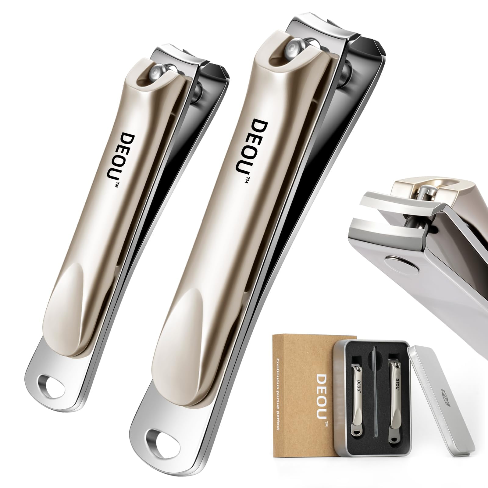 DEOU 3-in-1 Professional Nail Clipper Set - Stainless Steel Large ...