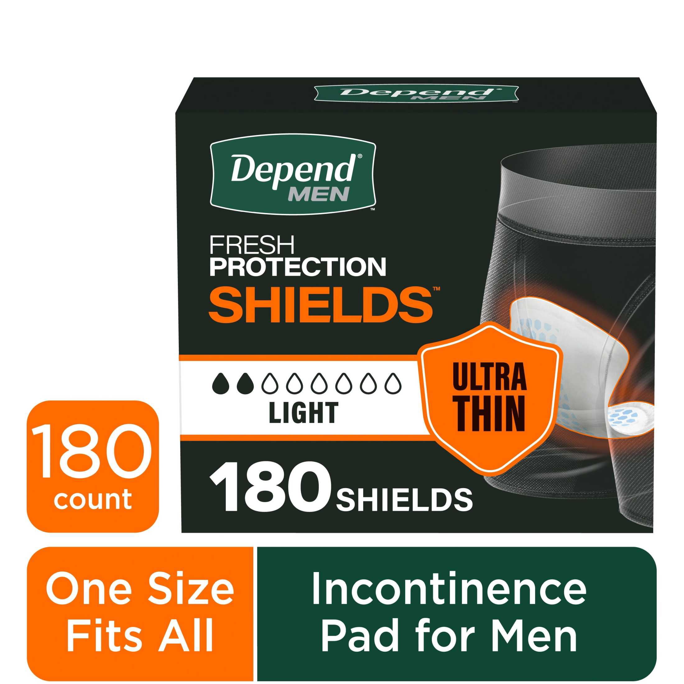 Depend Shields Incontinence Pads for Men, Light Absorbency, 180 Count ...