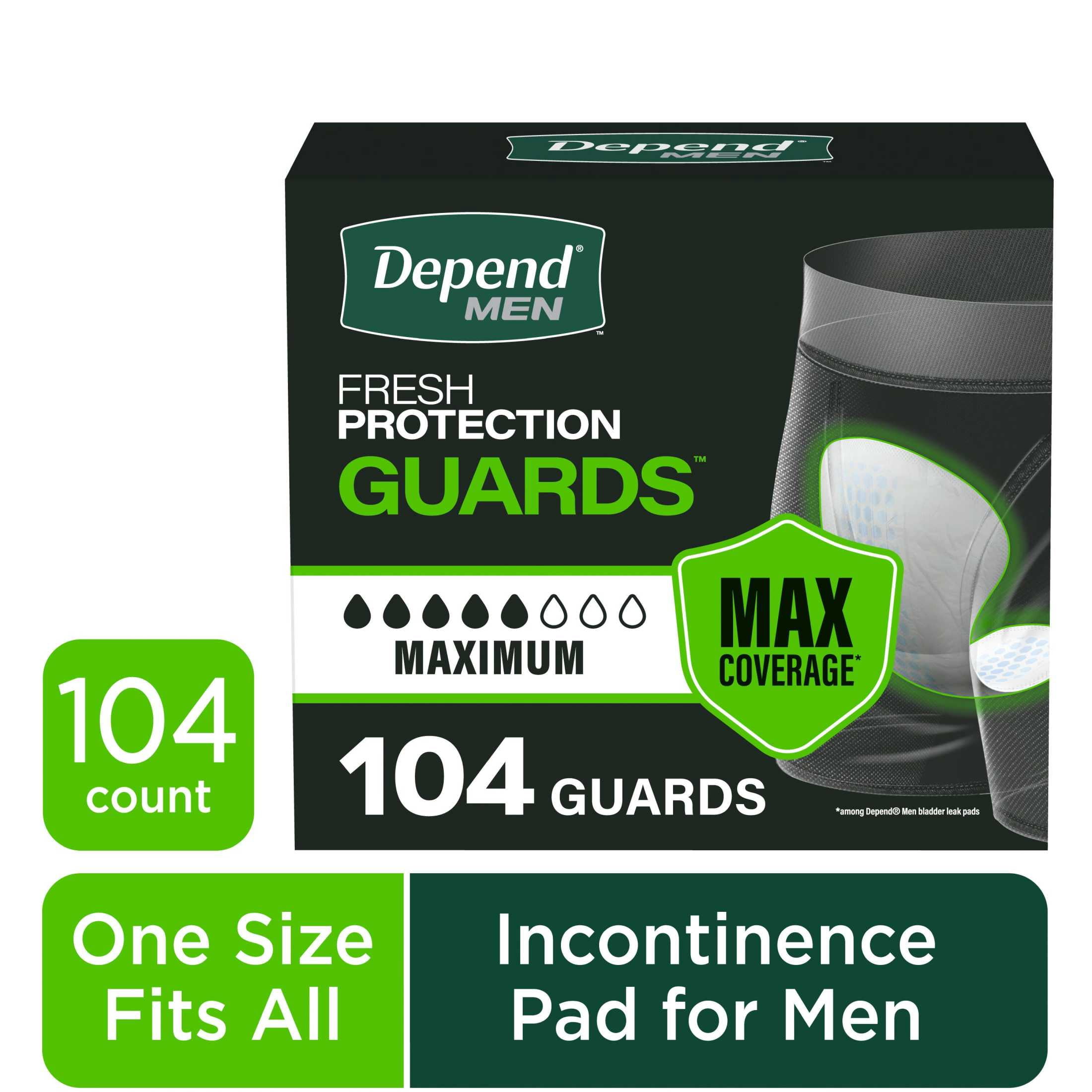Depend Guards Incontinence Pads for Men, Maximum Absorbency, 104 Count ...