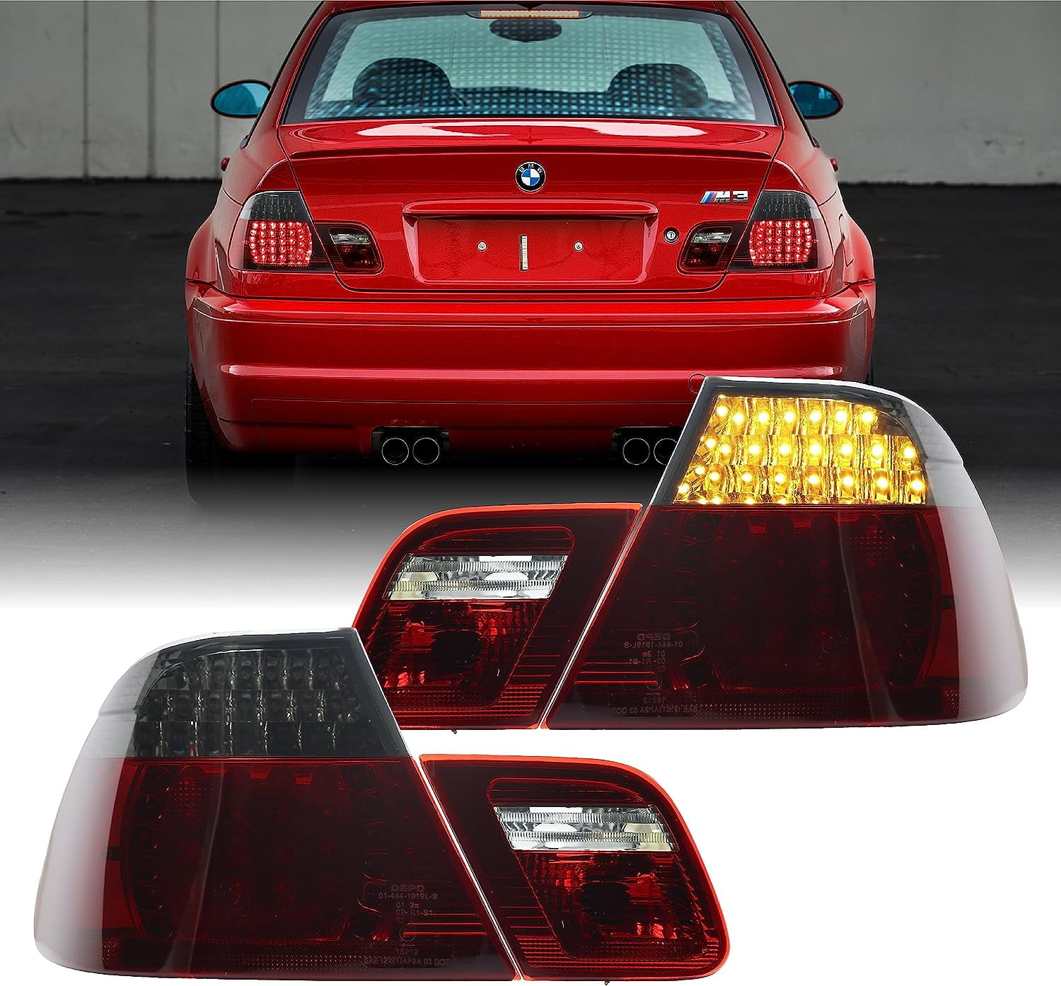 DEPO 00-03 E46 2D Tail Lights - Euro Style Smoke LED Upgrade Rear Tail ...