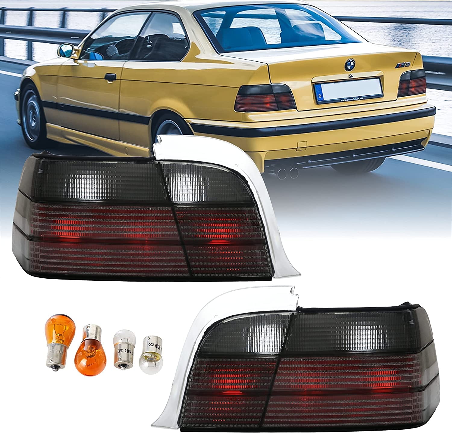 DEPO E36 Tail Lights - Smoke Rear Tail Lamps Tailight Set Compatible ...