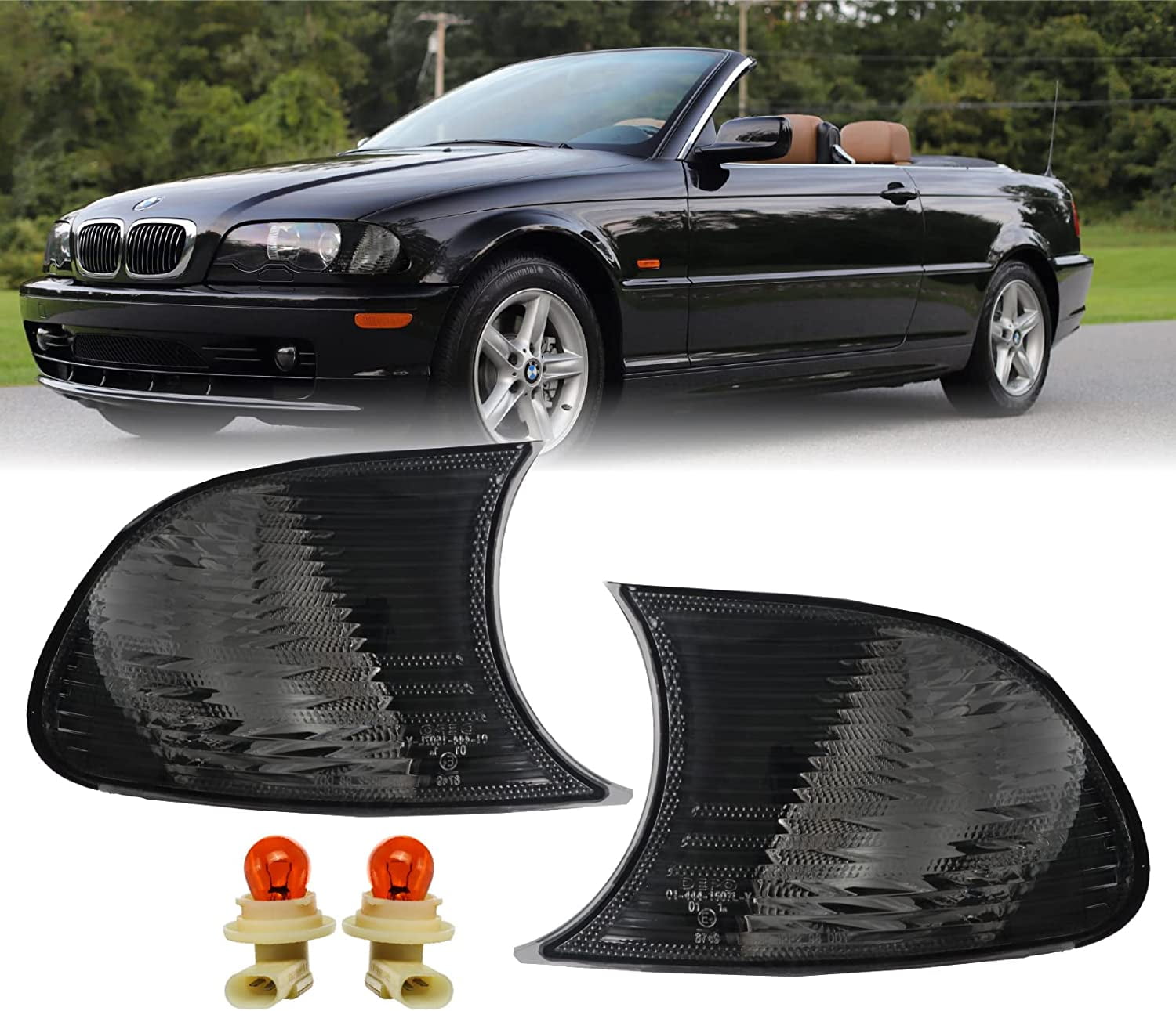 DEPO E46 2D Cornering Lights - Euro Smoke Screw-On Corner Turn Signal ...