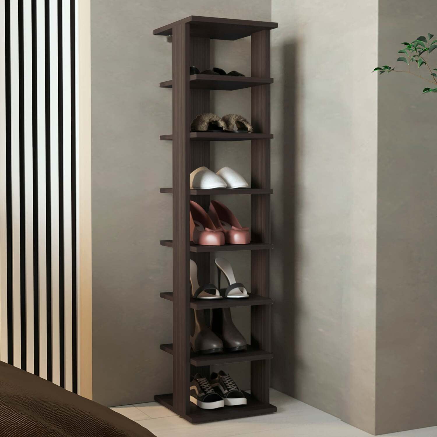 DEPOT E-SHOP DE-ZLM10557 Glacier Shoe Rack, 7 Shelves, Gray Walnut ...