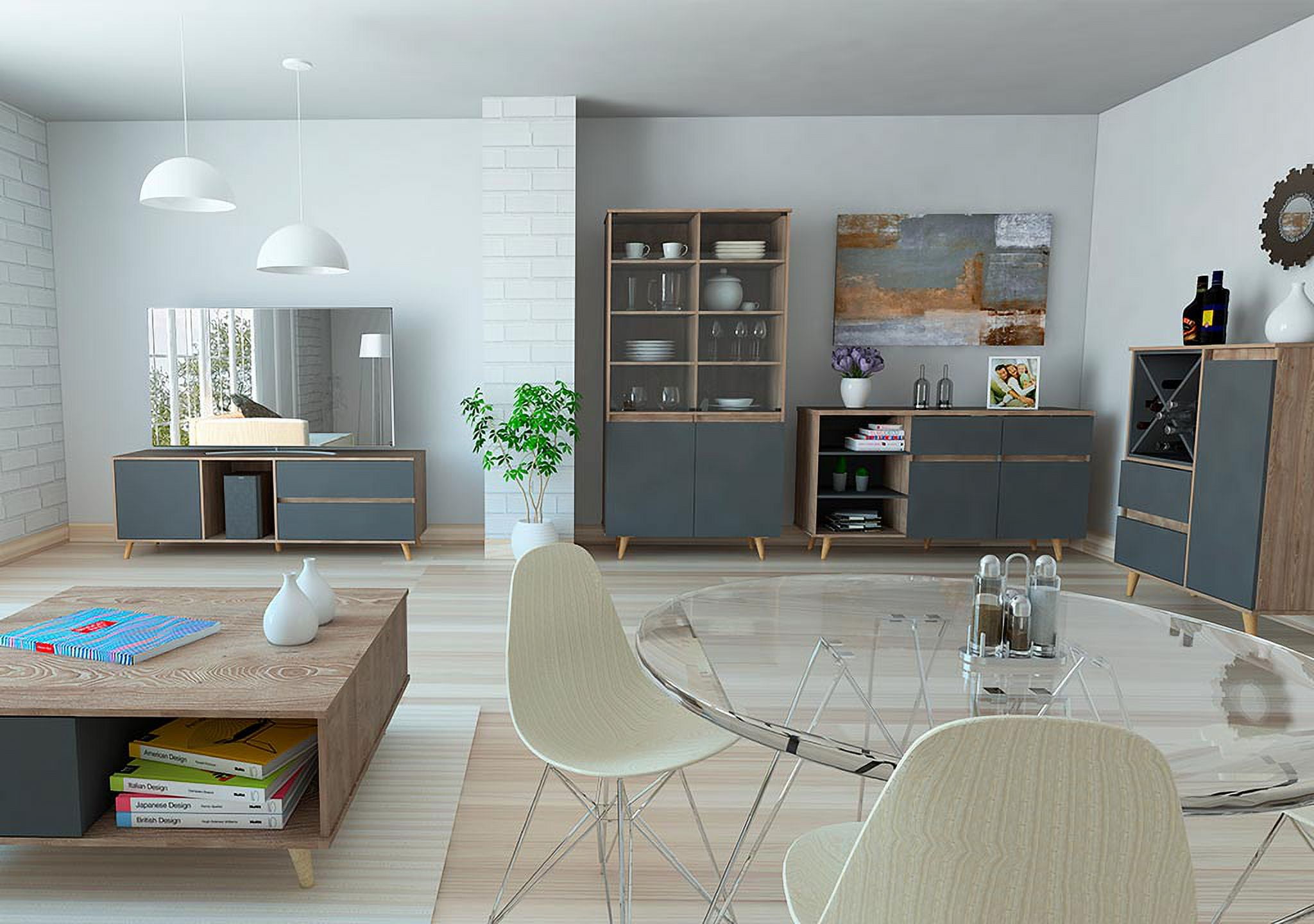 DEPOT E-SHOP Round Steel Dark Wood Slanted Legs For Sofa - 5'' Set Of 4 ...