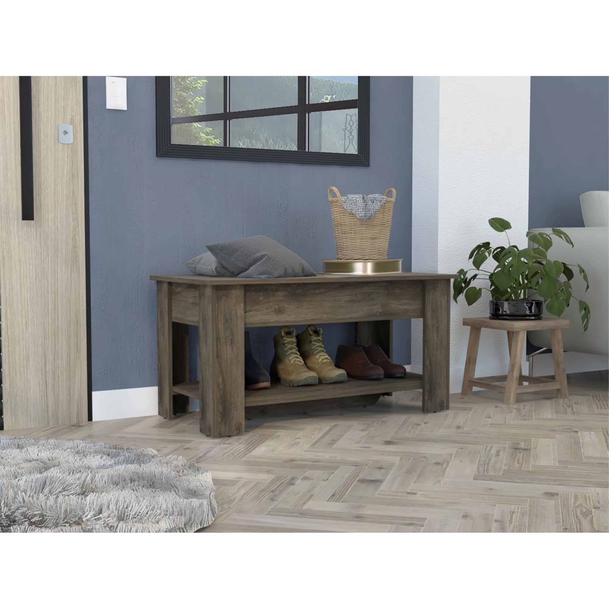 DEPOT E-SHOP Saturn Storage Table, One Flexible Table Shelf, Four Legs ...