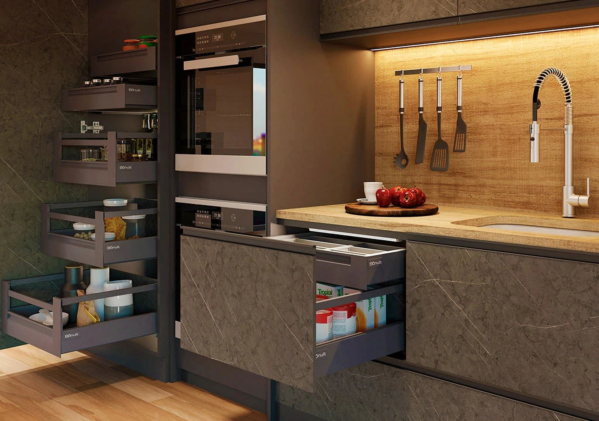 DEPOT E-SHOP Soft Close Side Mount Drawer Slide Gray Matte - 18" 1 Pair ...