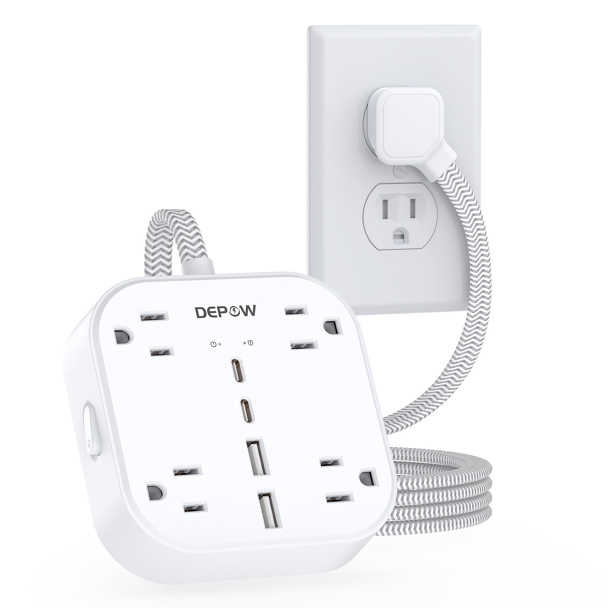 DEPOW 4 outlet Power Strip Surge Protector with 4 USB Ports (2 USB C ...