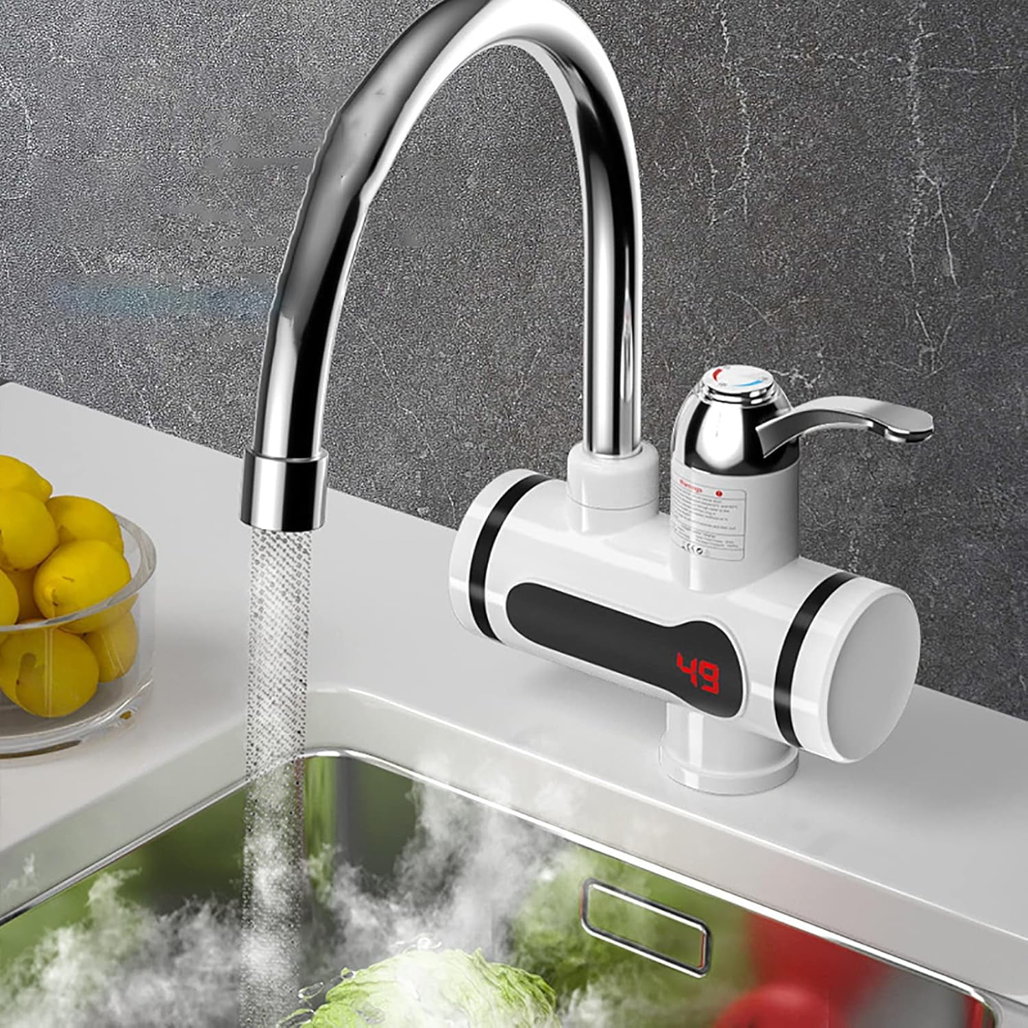 DERCLIVE 110V Instant Electric Water Heater Faucet, Tankless Design ...