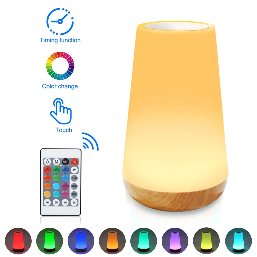 DERCLIVE 5.9 in Touch Control Remote Control RGB 13 Color Bedside Table ...