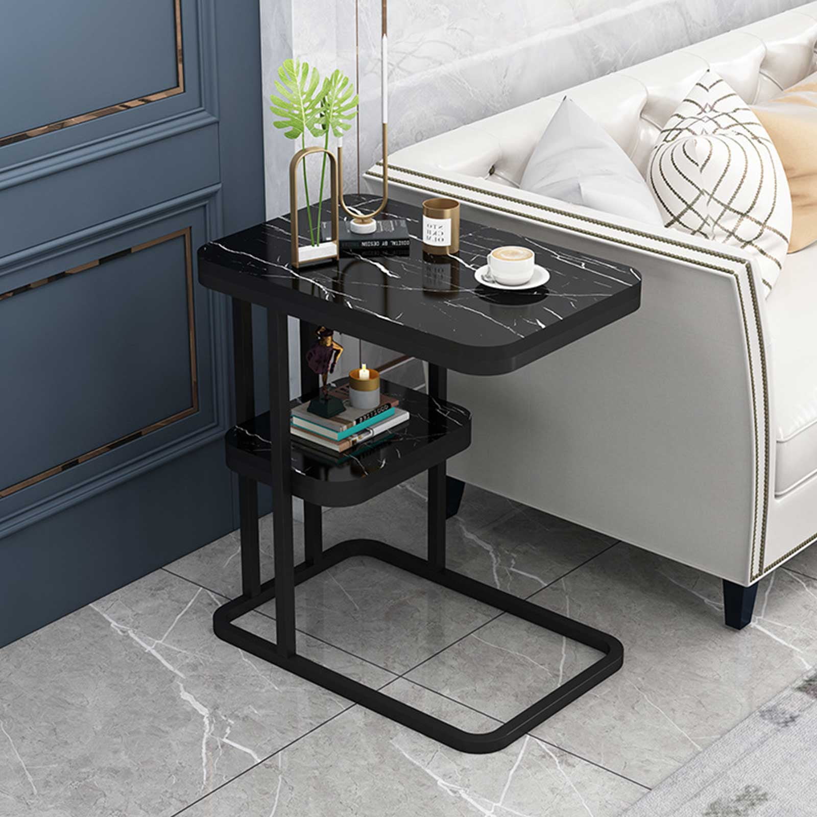 DERCLIVE C-Shaped End Table,Small Side Table for Couch, Side Tables ...
