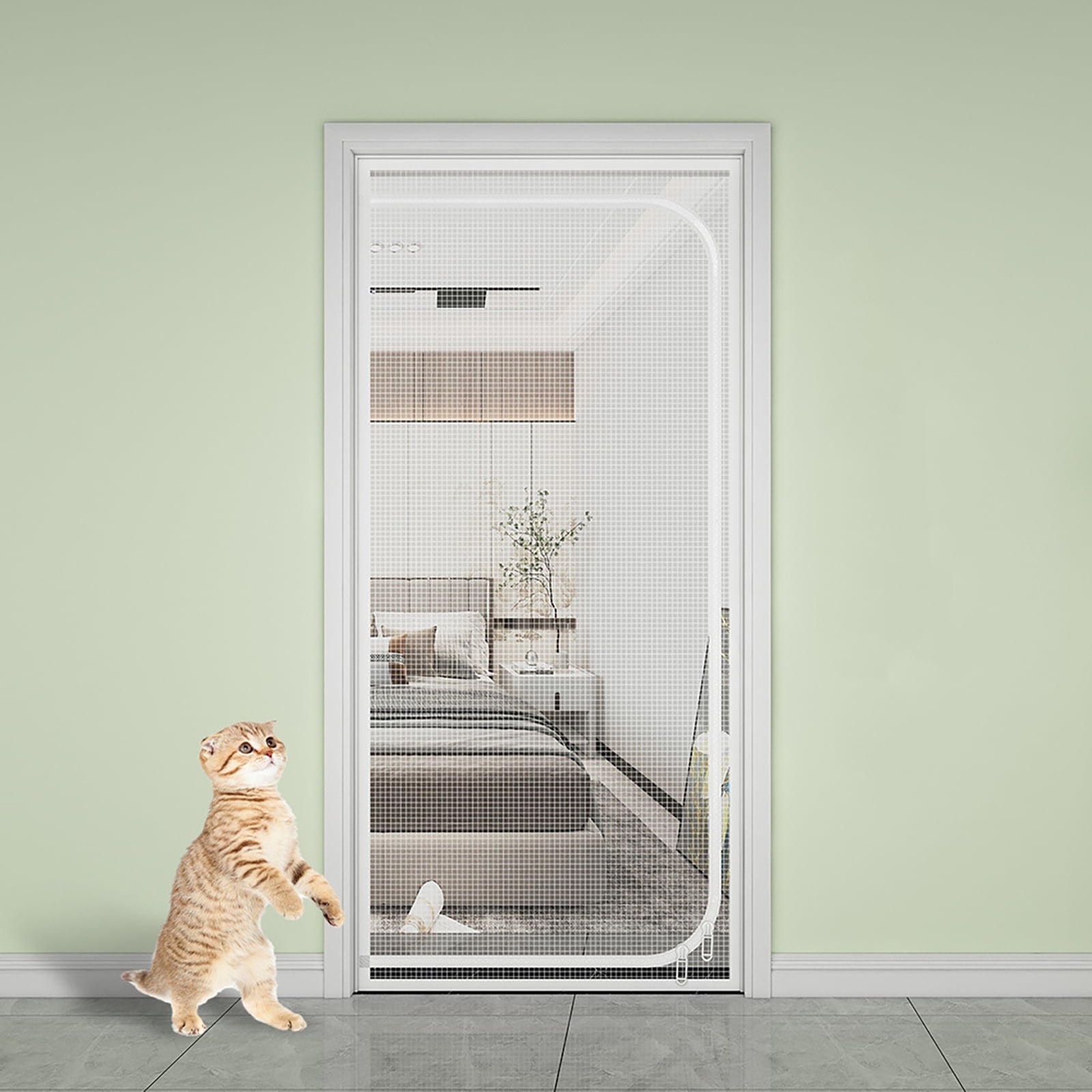 DERCLIVE Cat Screen Door, 33''X81'' Heavy Duty Pets Proof Screen Door ...
