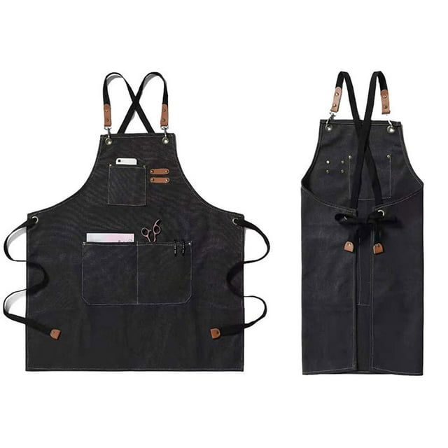 DERCLIVE Chef Apron for Men and Women with Large Pockets , Canvas Cross ...
