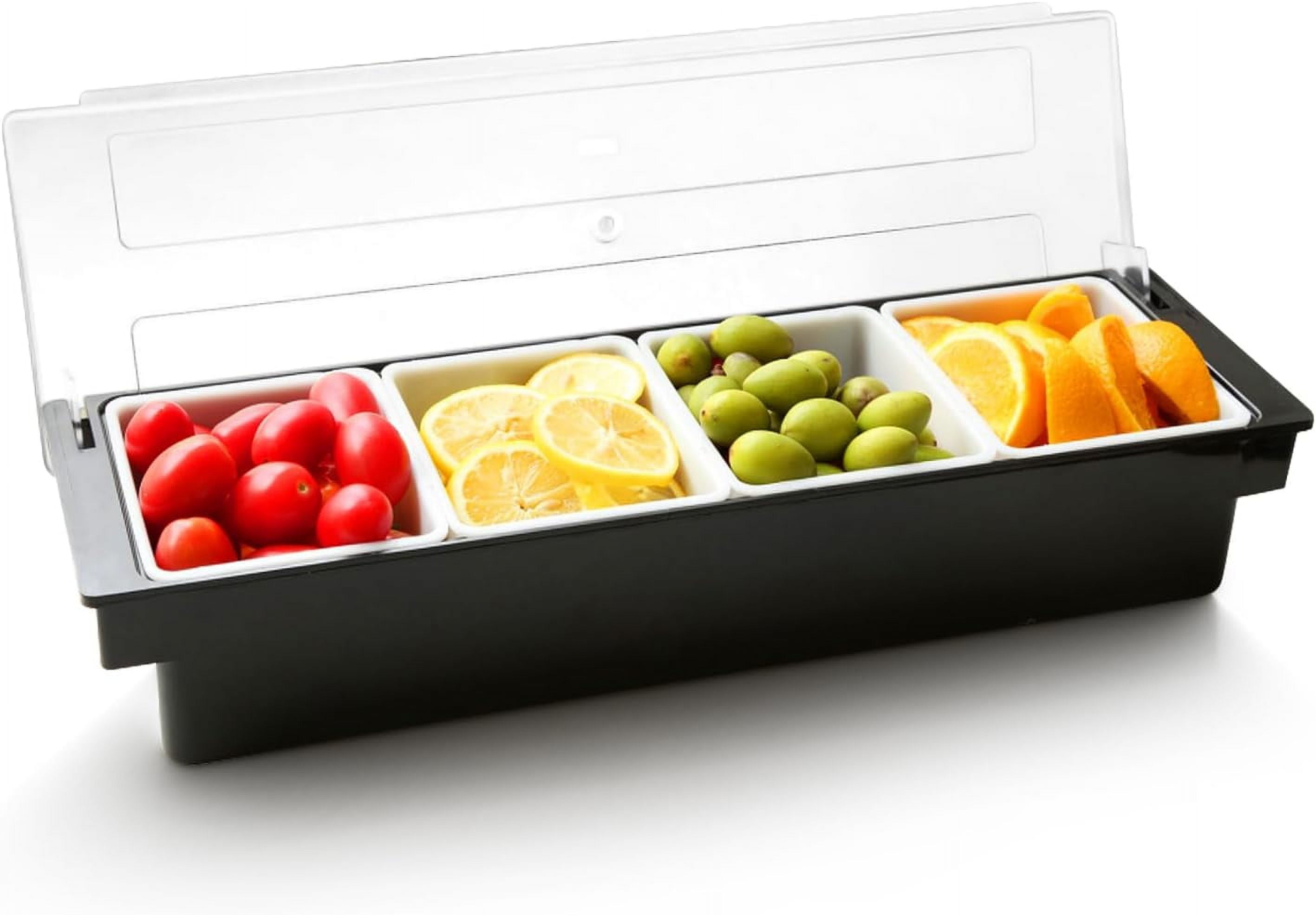 DERCLIVE Chilled Condiment Server with 4 Removable Compartments ...