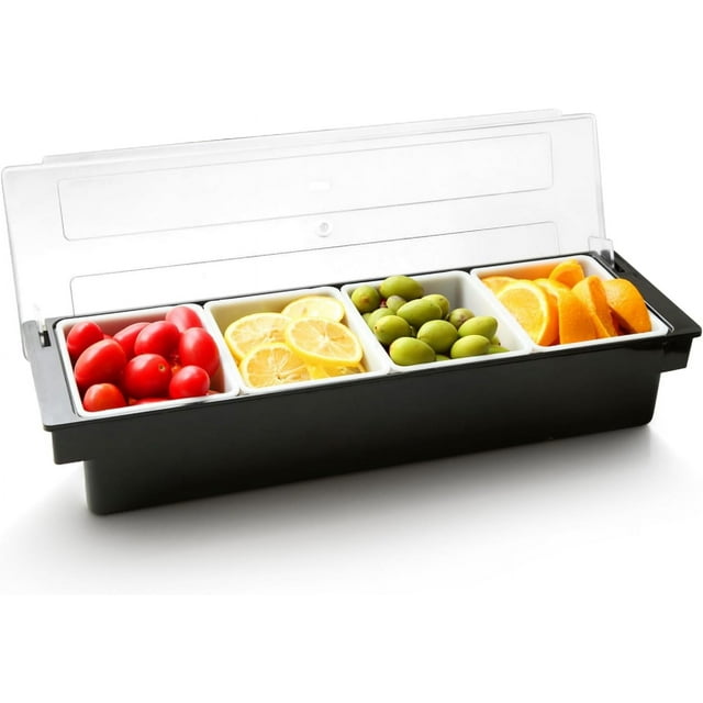 DERCLIVE Chilled Condiment Server with 4 Removable Compartments ...