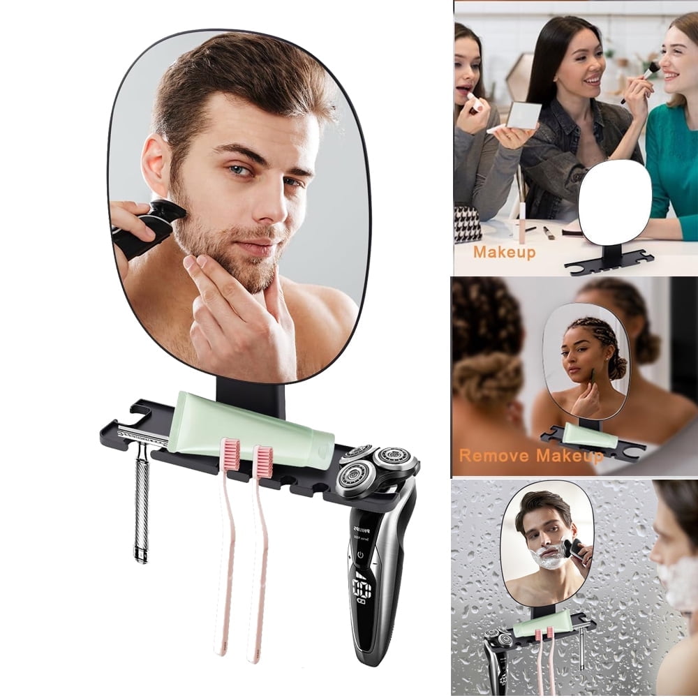 DERCLIVE Anti-Fog Shaving Mirror, Fogless Bathroom Shower Mirror with ...