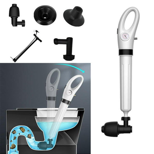 DERCLIVE High Pressure Toilet Plunger Air Drain Blaster Kit, Drain Clog ...