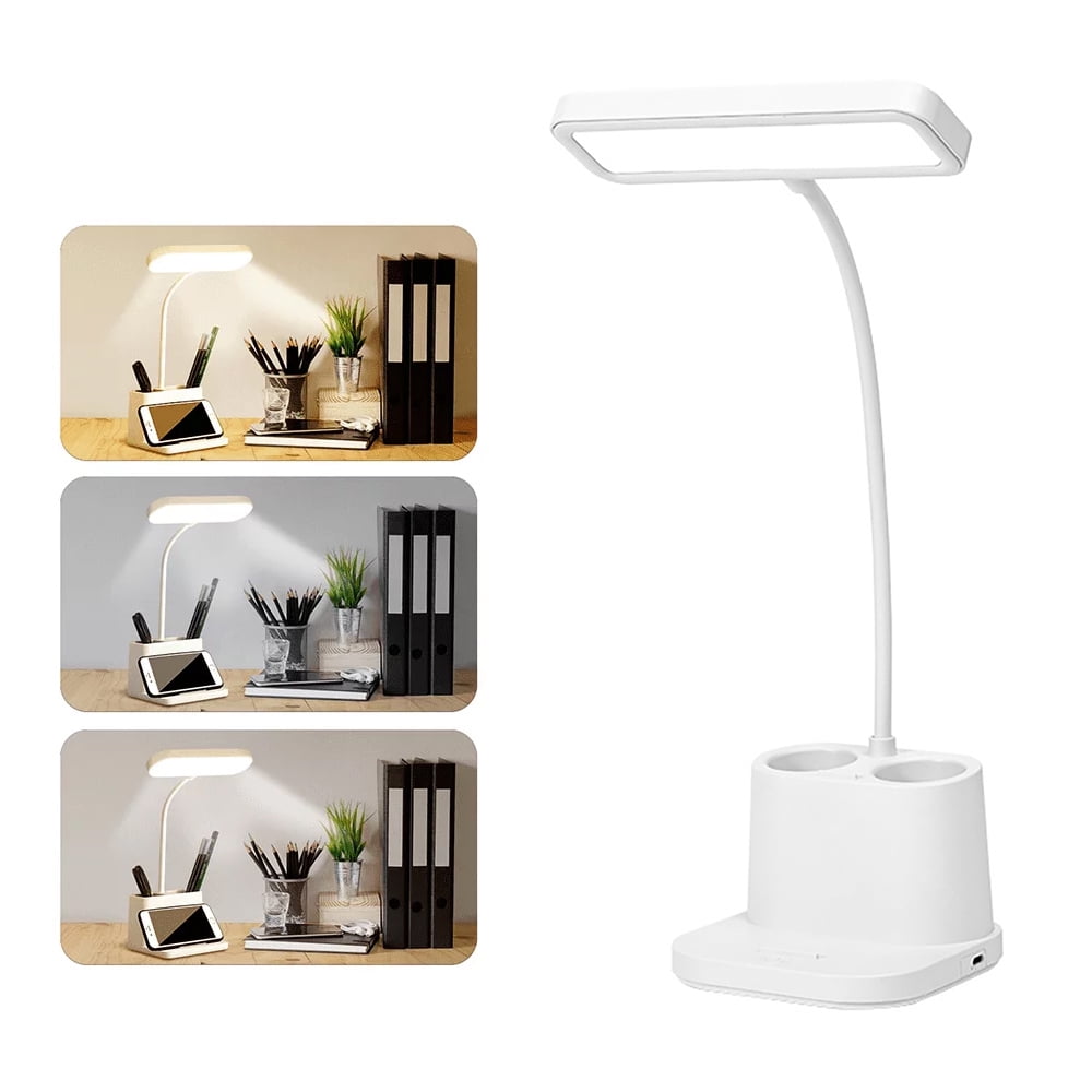 DERCLIVE LED Desk Lamp Lightweight Desktop Lamp with Pen Holder and 3 ...