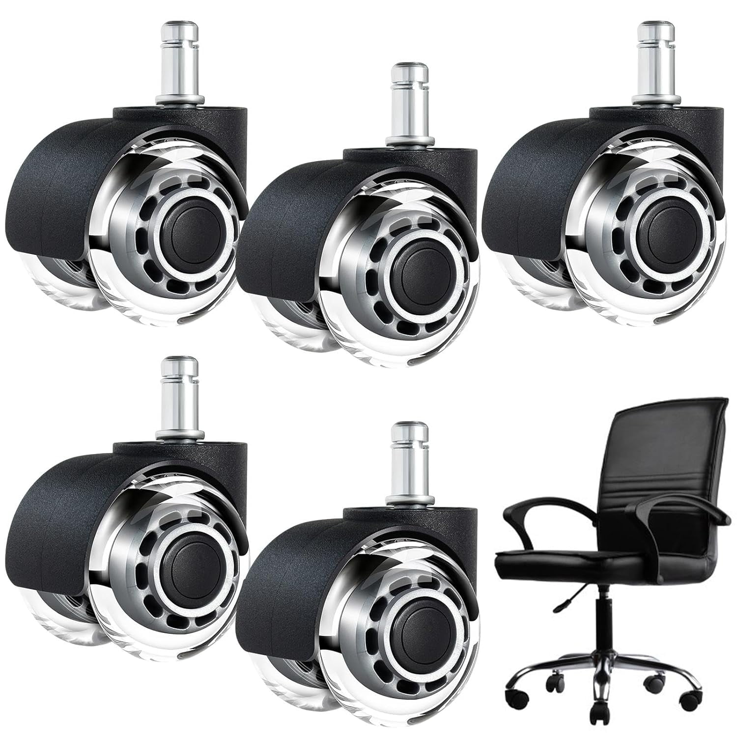 DERCLIVE Office Chair Wheels, Desk Chair Caster Wheels, Heavy Duty ...