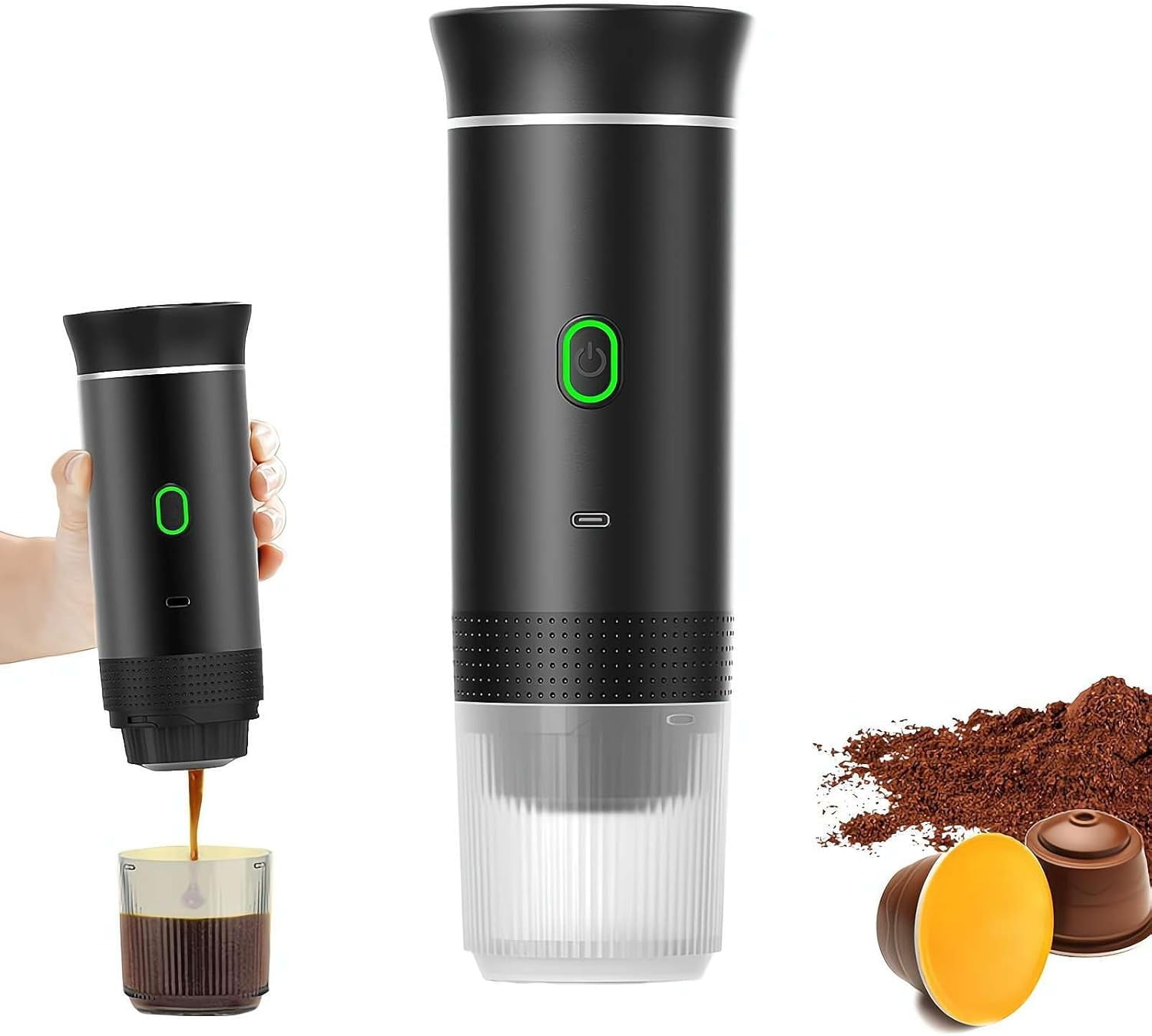 DERCLIVE Portable Coffee Machine, Battery Reusable Coffee Filter Mini ...